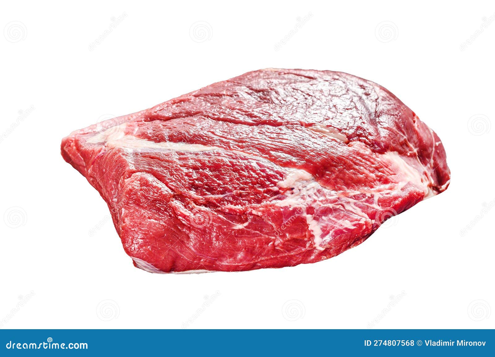 Raw Round Beef Cut. Isolated on White Background. Stock Photo - Image ...