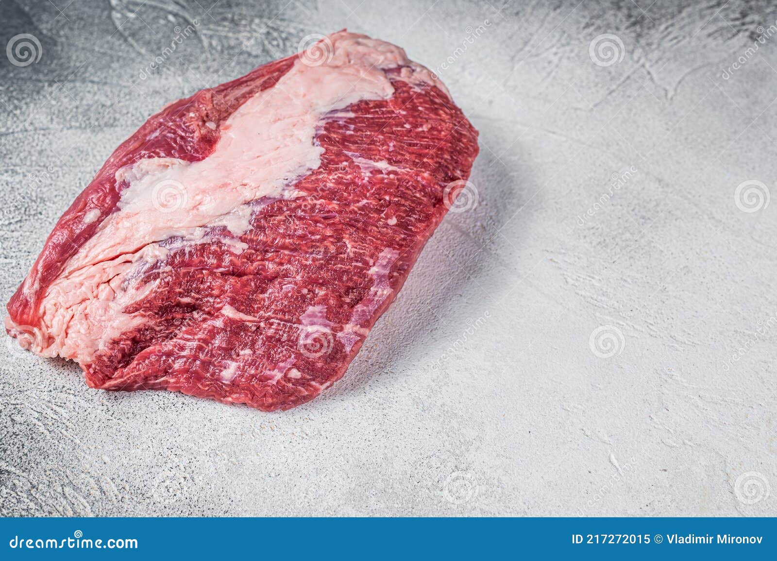 Raw Round Beef Meat Cut on a Butcher Table. White Background. Top View ...