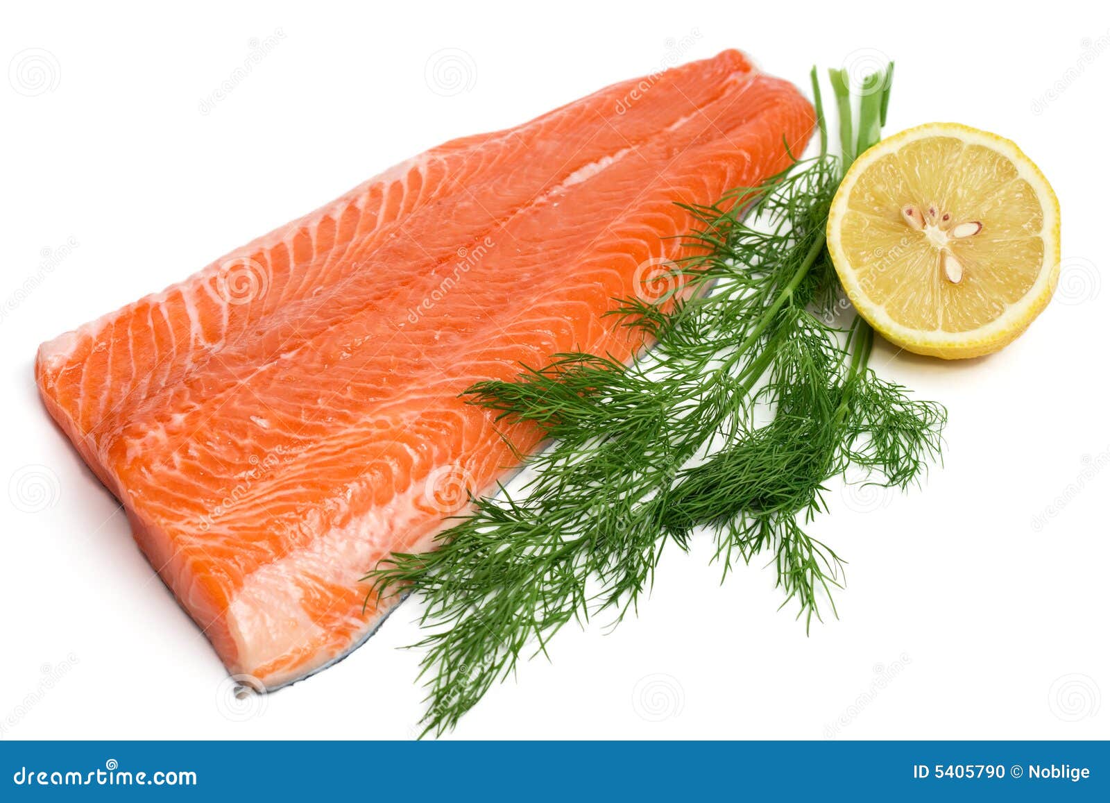 Raw salmon stock photo. Image of dill, lemon, kitchen - 5405790