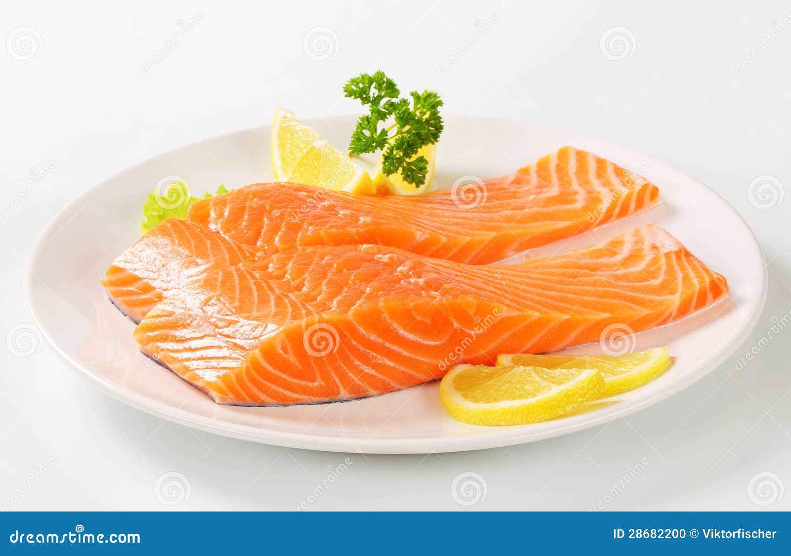 Raw salmon fillets stock photo. Image of slices, orange - 28682200