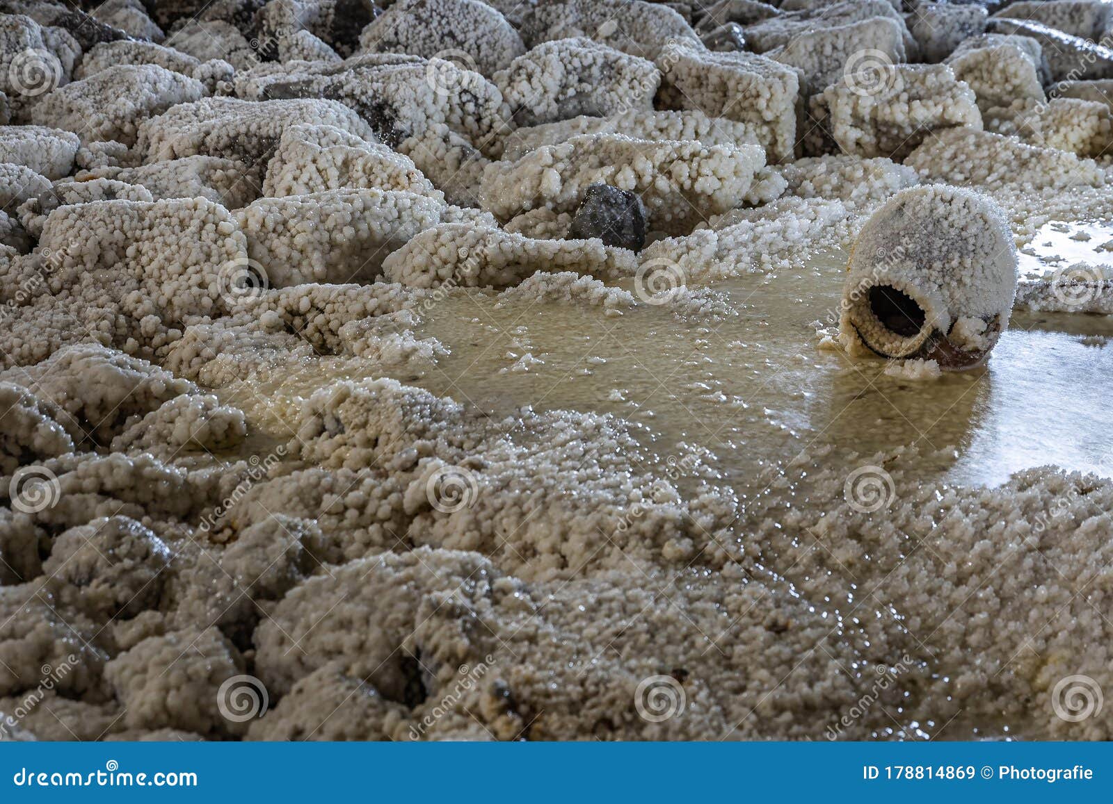 Raw Salt Deposited on Rocks in an Underground Salt Mine Stock Image ...