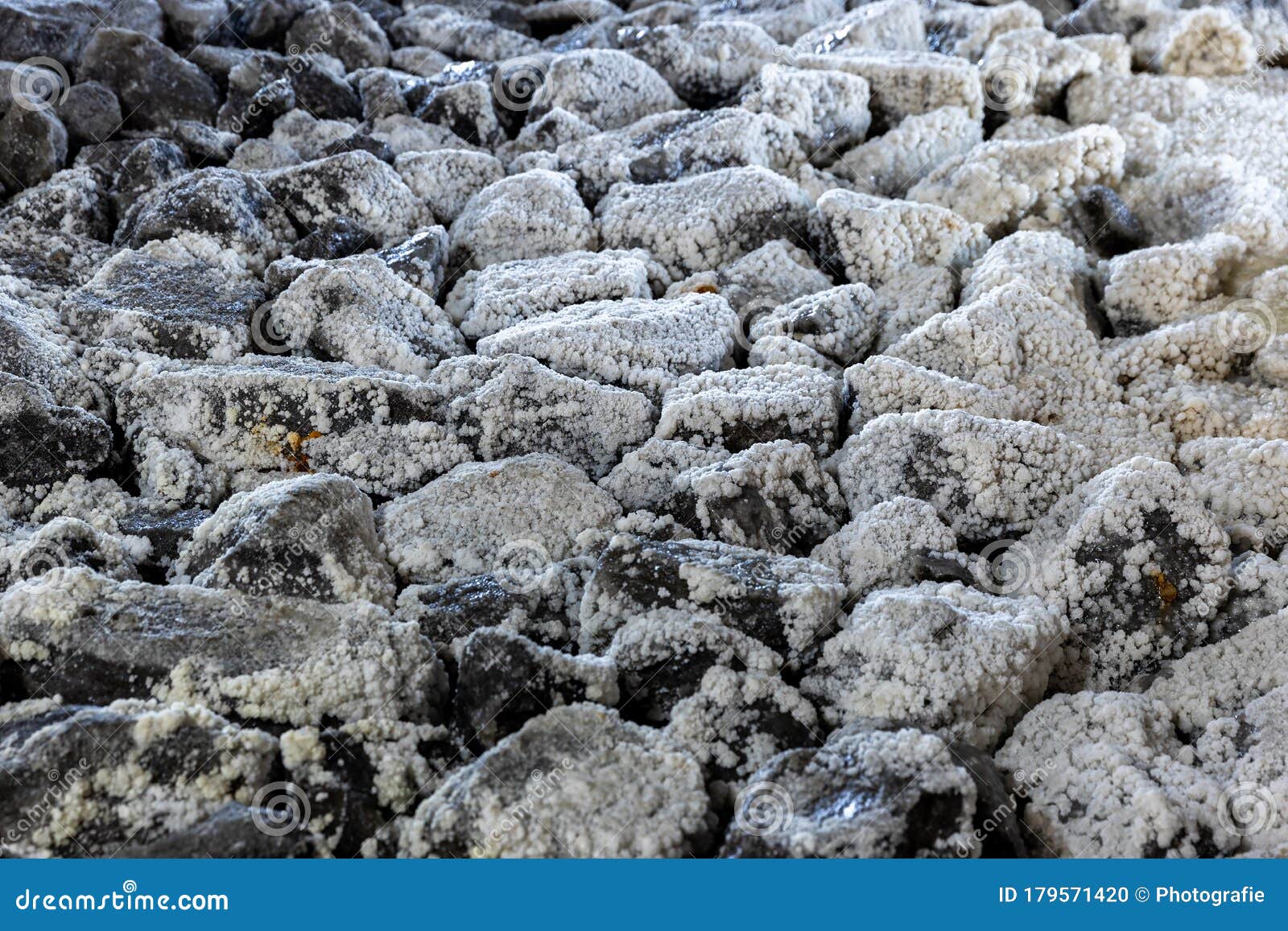 Raw Salt Deposited on Rocks in an Underground Salt Mine Stock Photo ...