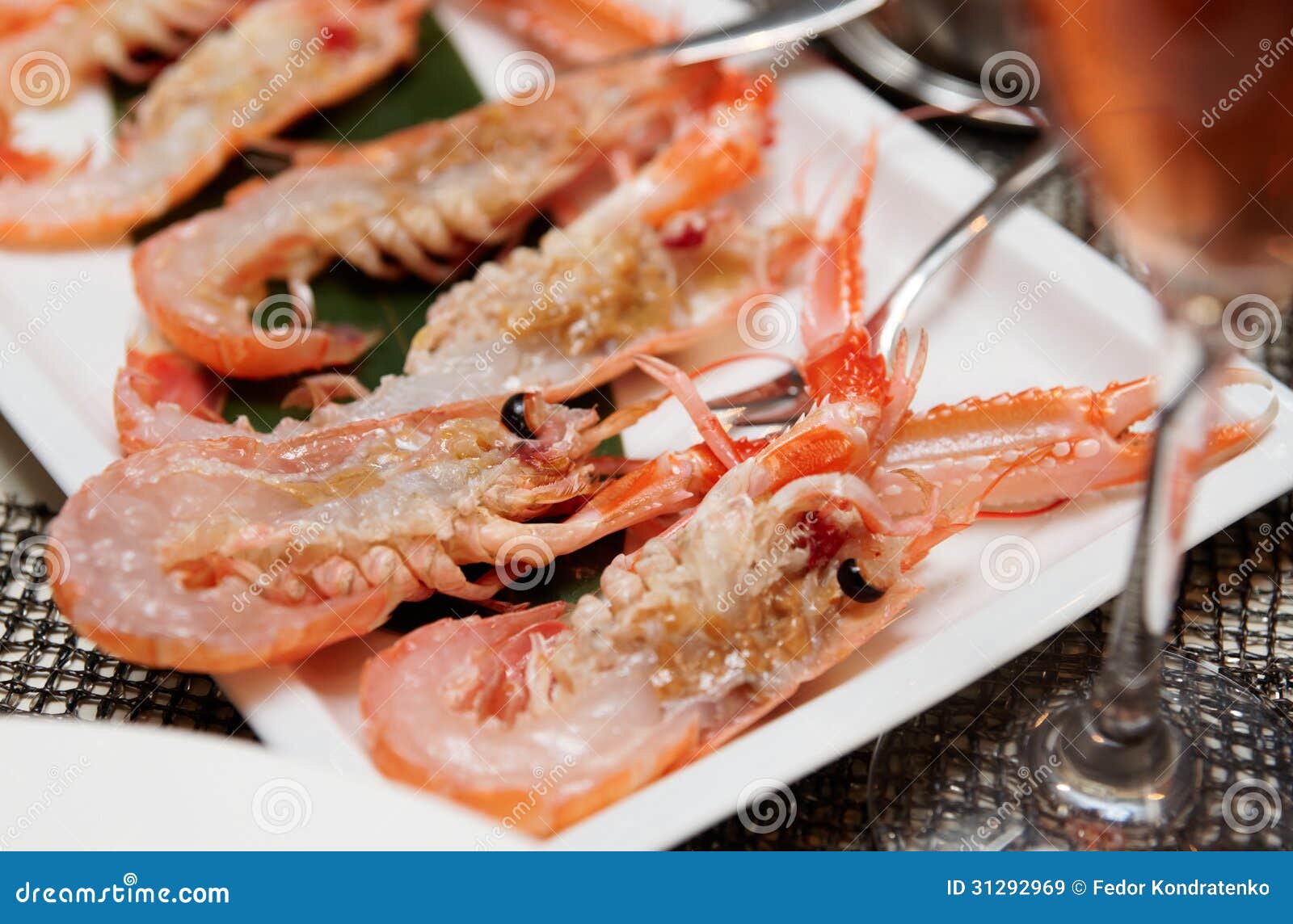 Raw Scampi on Restaurant Table Stock Image - Image of shellfish ...