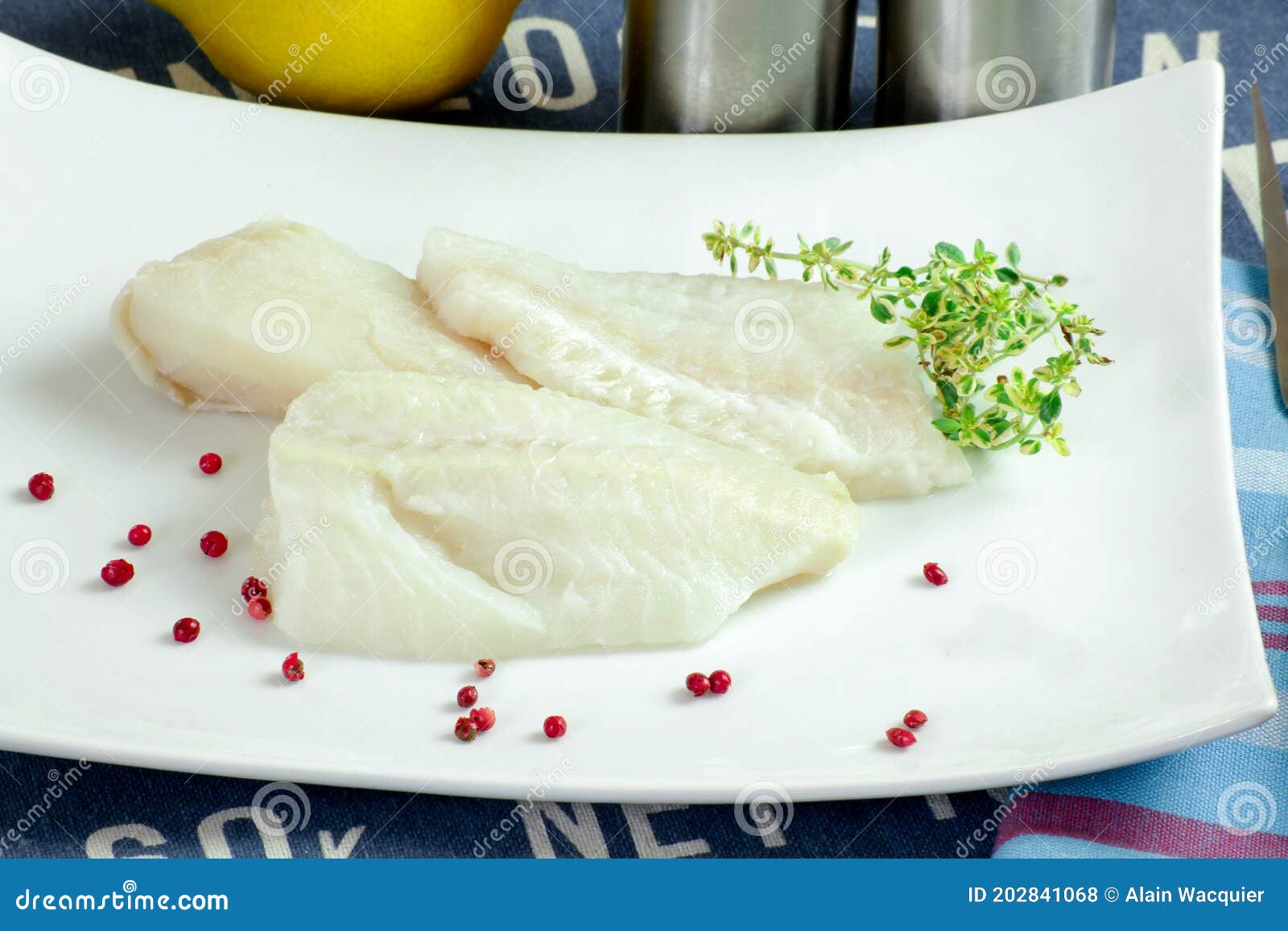 Raw sea bass fillet stock photo. Image of food, fishing - 202841068