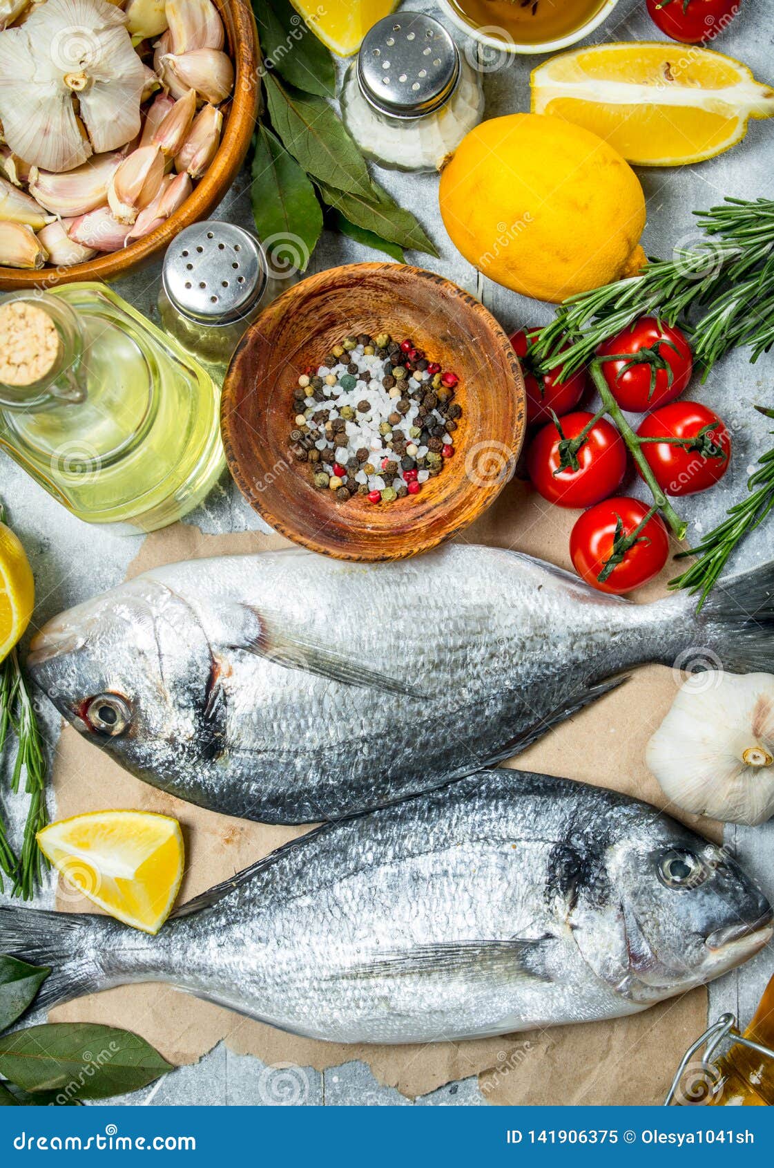 Raw Sea Fish Dorado with Lemon and Aromatic Spices Stock Image - Image ... Raw Sea Fish Dorado with Lemon and Aromatic Spices Stock Image - Image ...