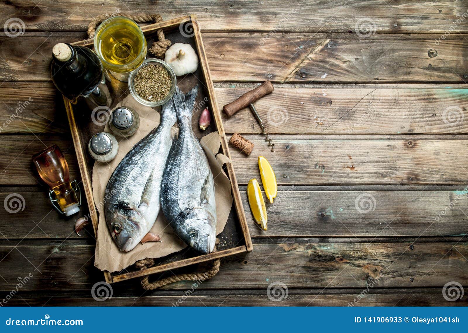 Raw Sea Fish Dorado with Spices and White Wine Stock Image - Image of ... Raw Sea Fish Dorado with Spices and White Wine Stock Image - Image of ...