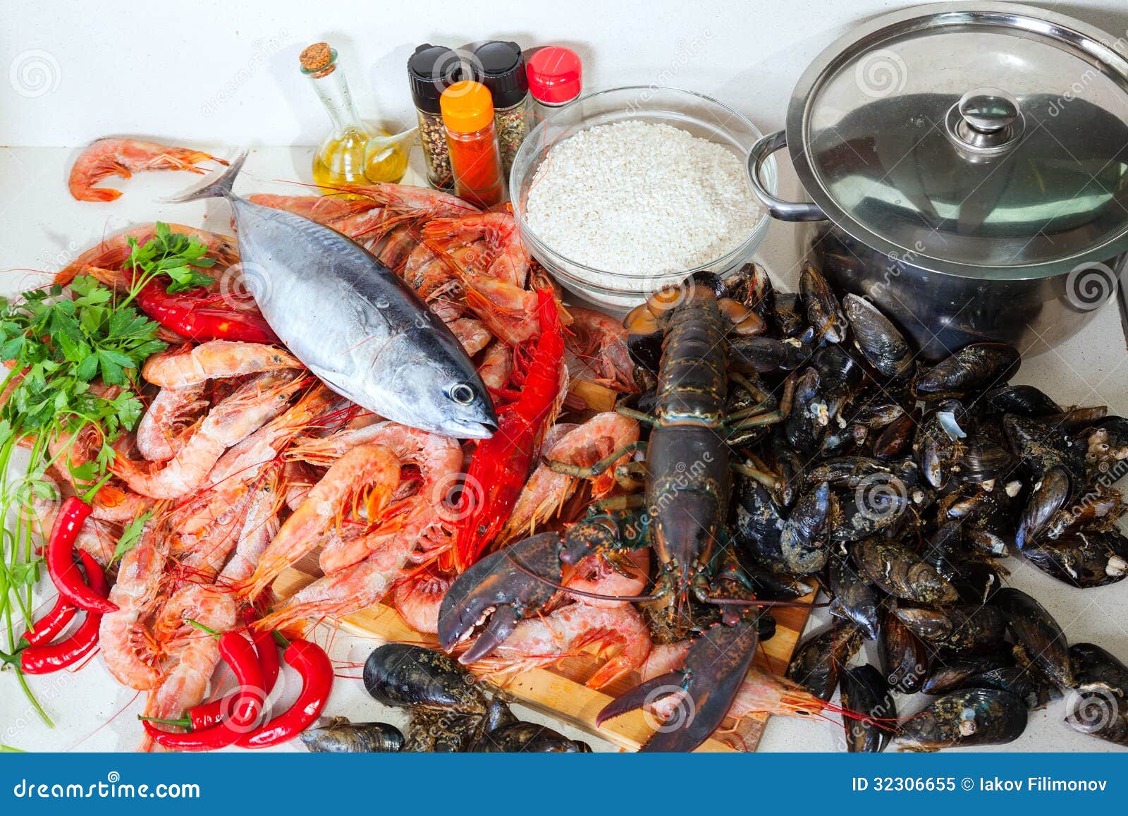 Raw sea food specialties stock image. Image of domestic - 32306655