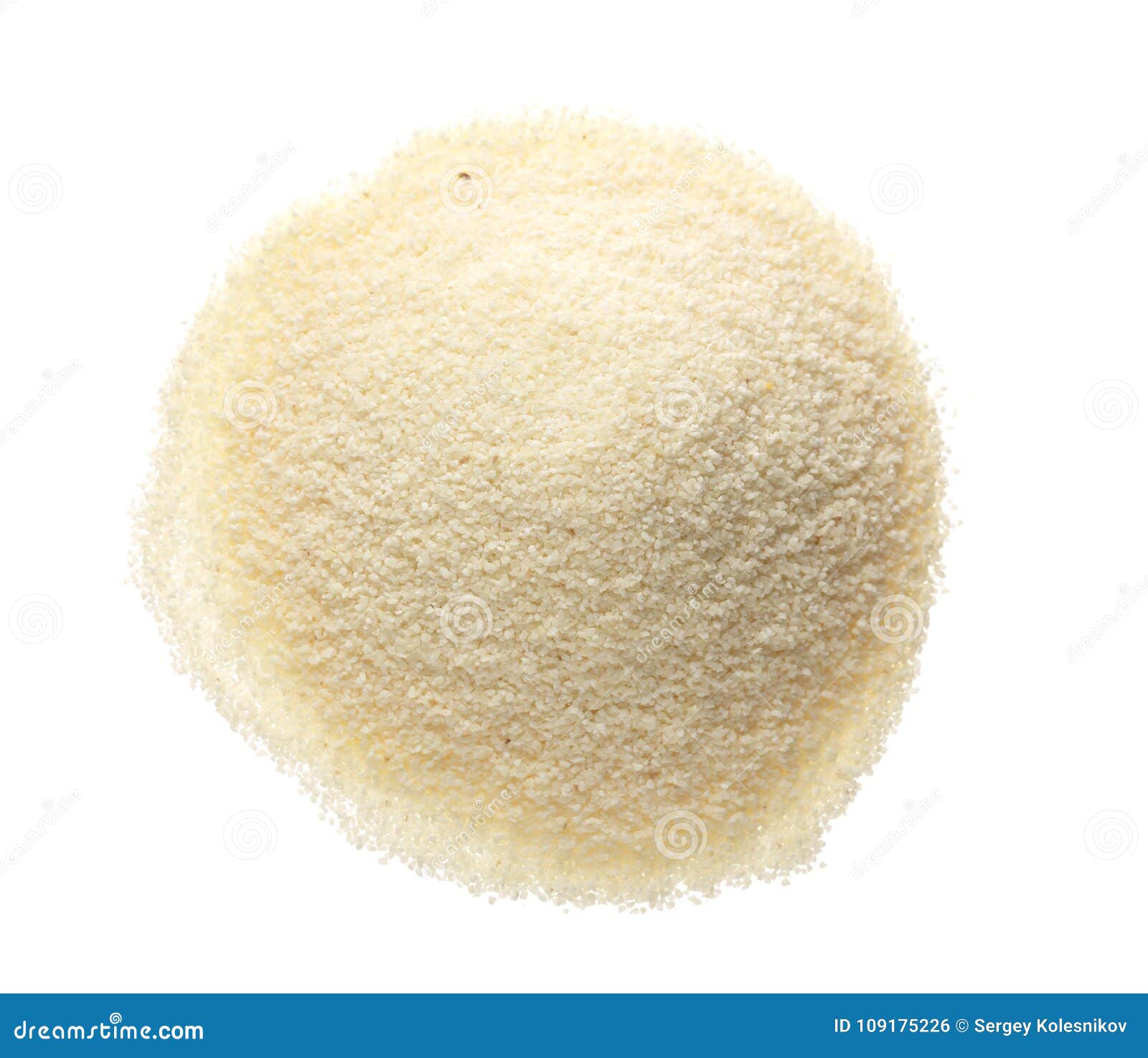 Raw Semolina Isolated on White Background. Top View Stock Photo - Image ...