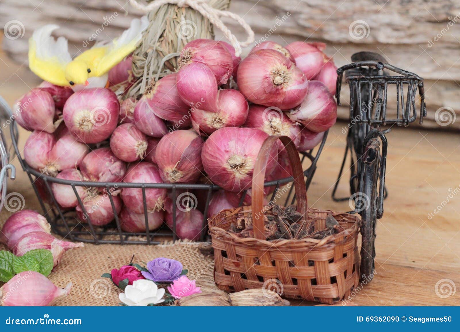 Raw Shallots for Cooking on Wood Background. Stock Photo - Image of ...