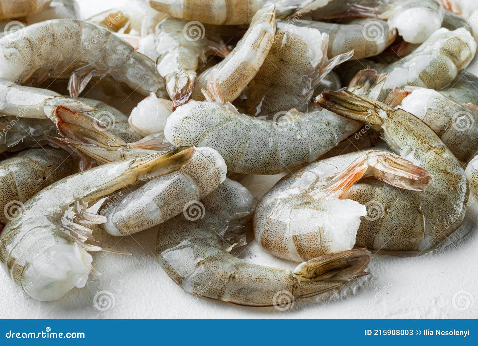 Raw Shell on King Prawns, on White Stone Surface Stock Image - Image of ...