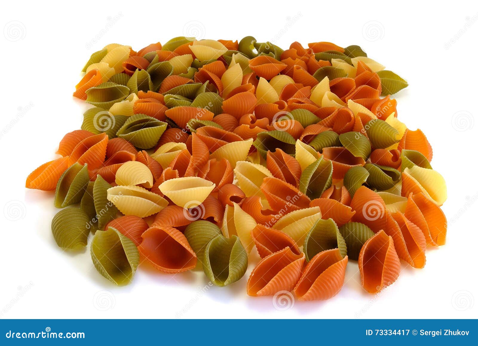 Raw Shells Macaroni Various Color on White Background Stock Image ...