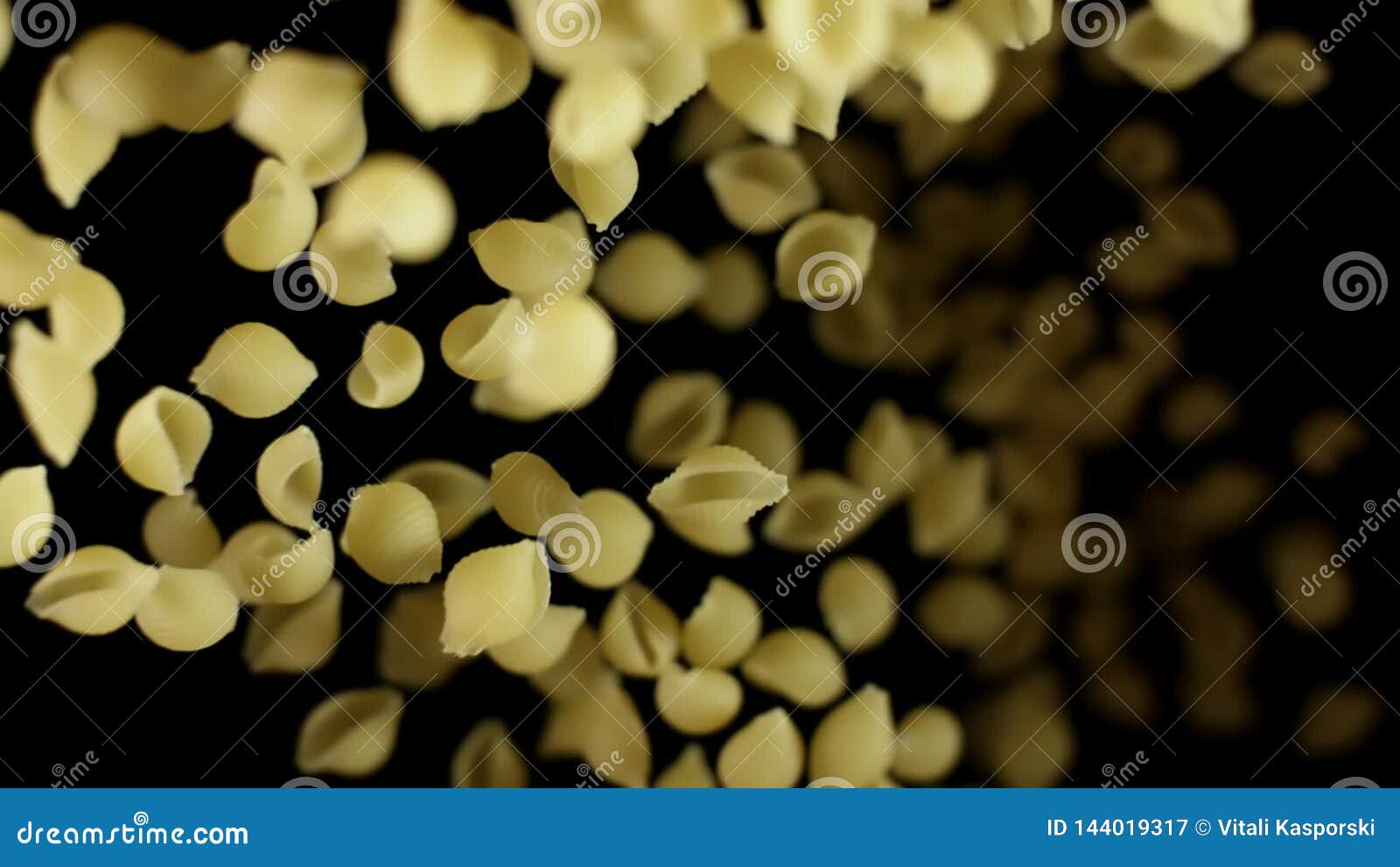 Raw Shells Pasta Flies. Pile of Italian Pasta Macaroni Bouncing Against ...
