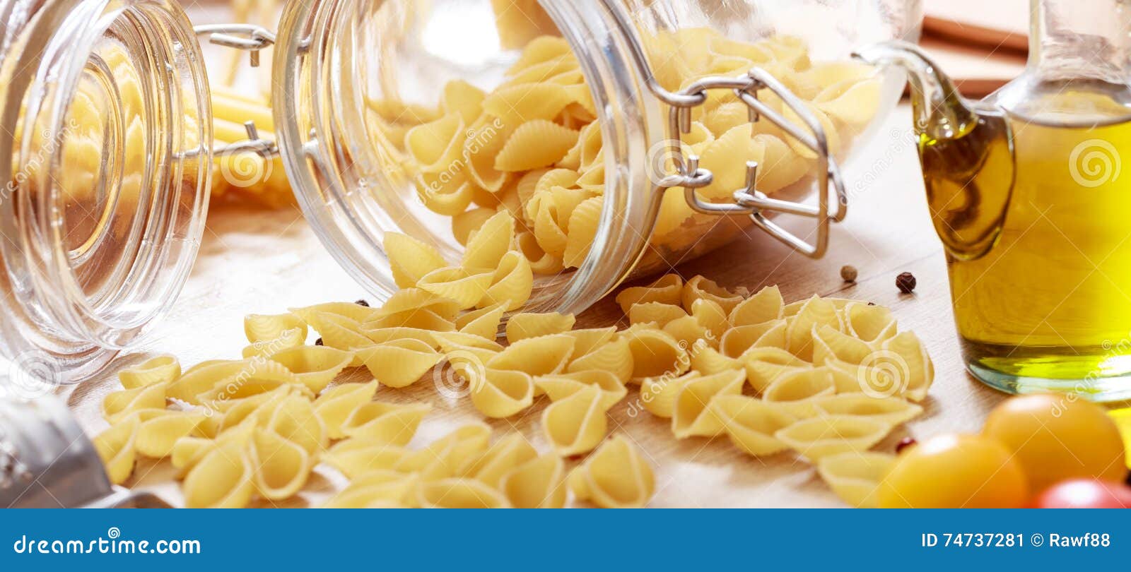 Raw Shells Pasta, Tomatoes and Olive Oil Stock Image - Image of cuisine ...