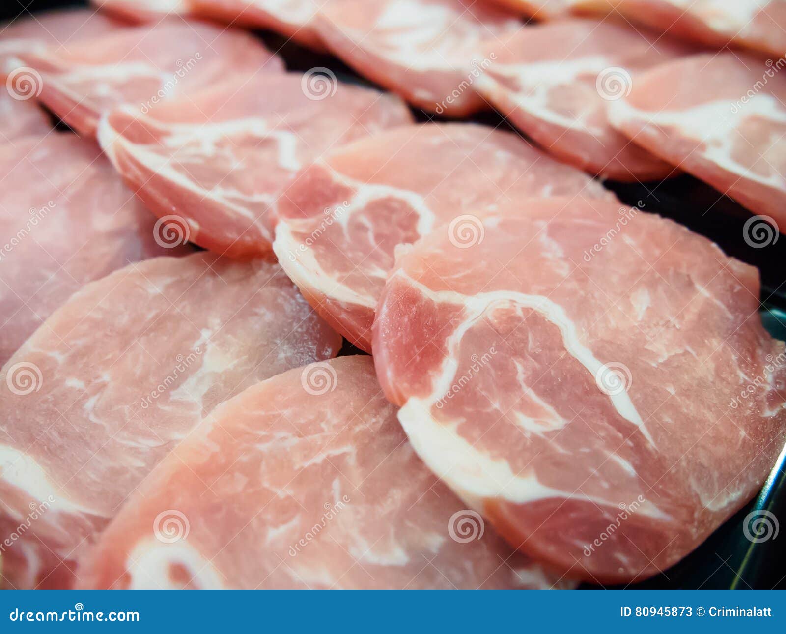 Raw sliced pork stock image. Image of slice, uncooked - 80945873