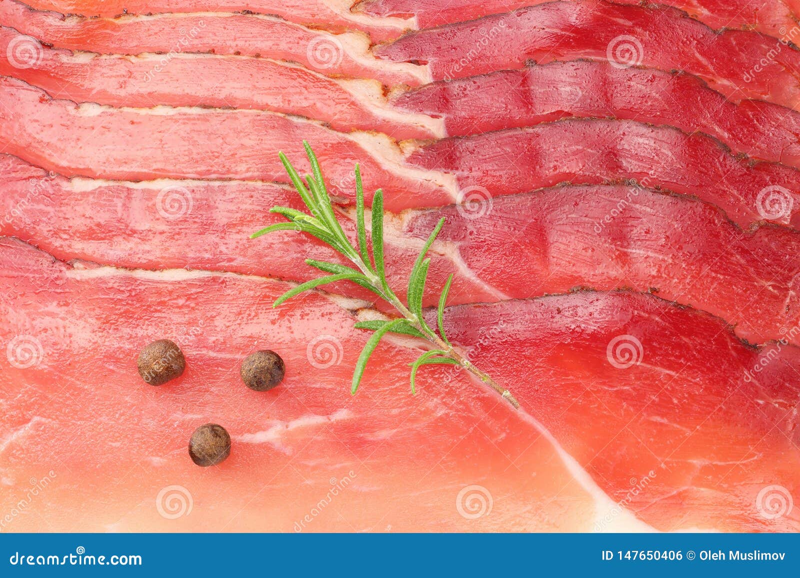 Raw Smoked Black Forest Ham Background. Ham Texture. Top View Stock ...