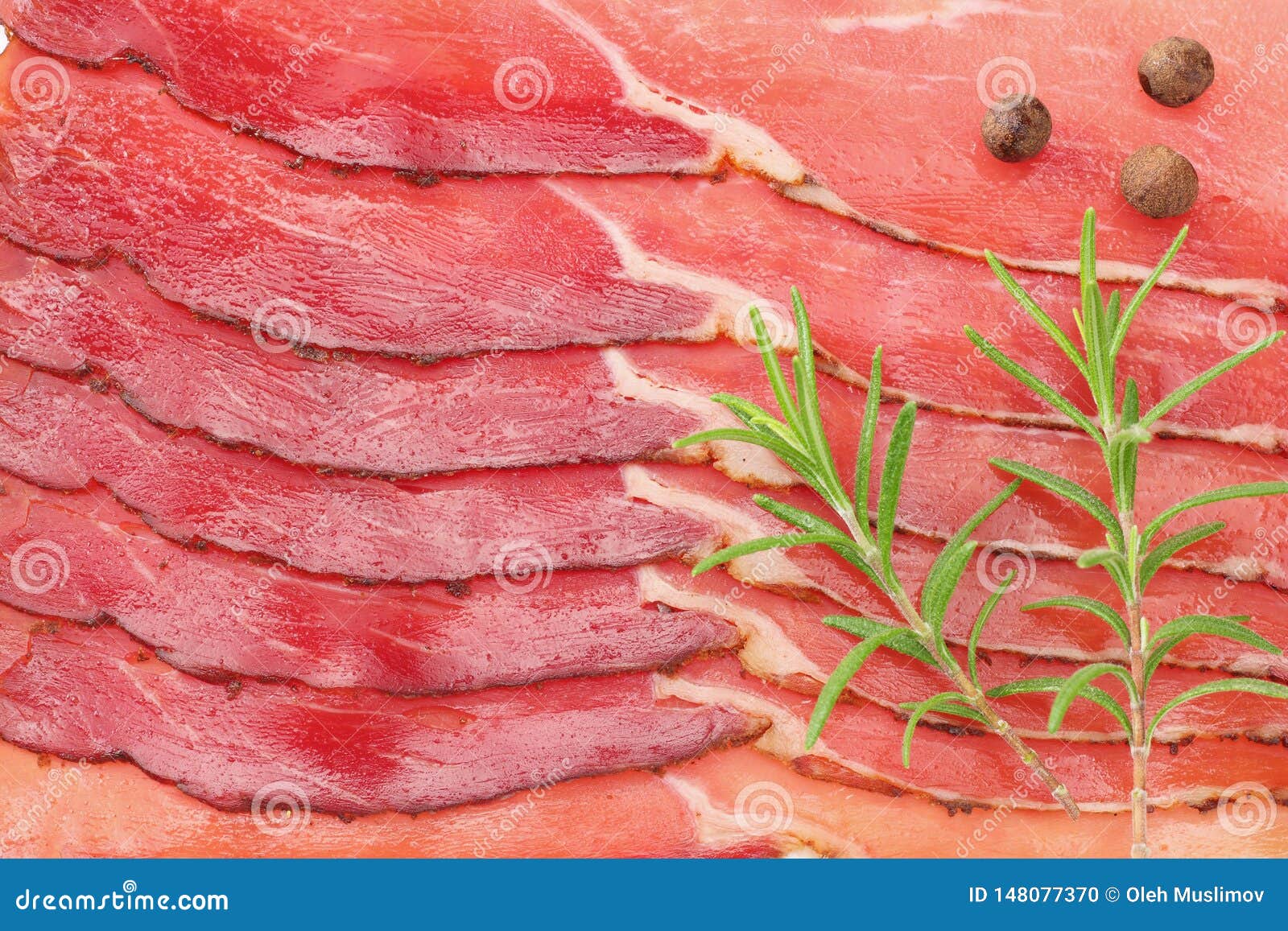 Raw Smoked Black Forest Ham Background. Ham Texture. Top View Stock ...