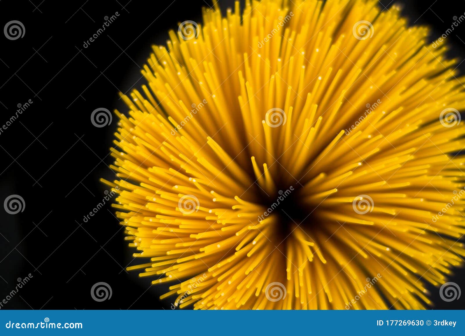 Raw Spaghetti Spiral Shot from Top on a Black Background Stock Photo ...