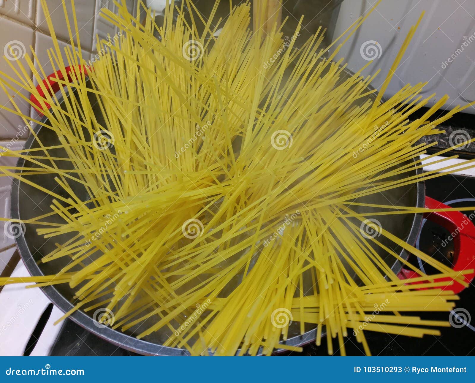 Raw Spaghetti Sticking in Different Directions Stock Image - Image of ...