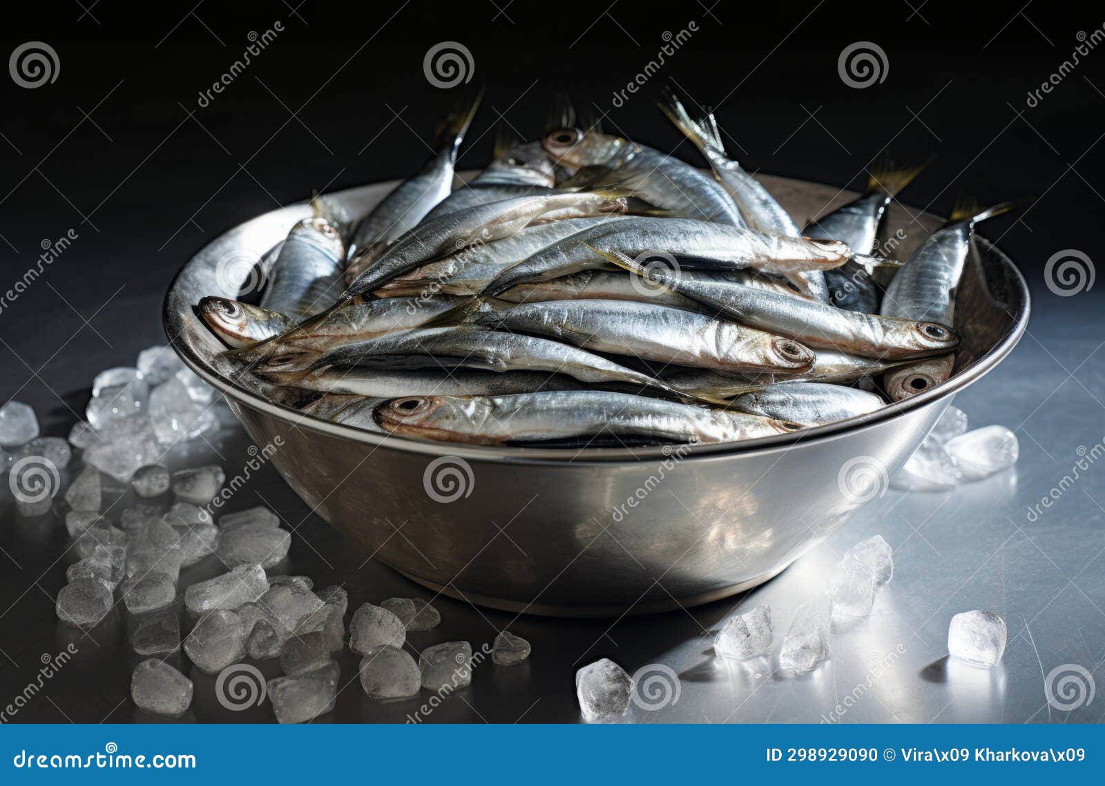 Raw Sprat In A Bowl. Fresh Raw Fish In A Bowl On A Concrete Background ...