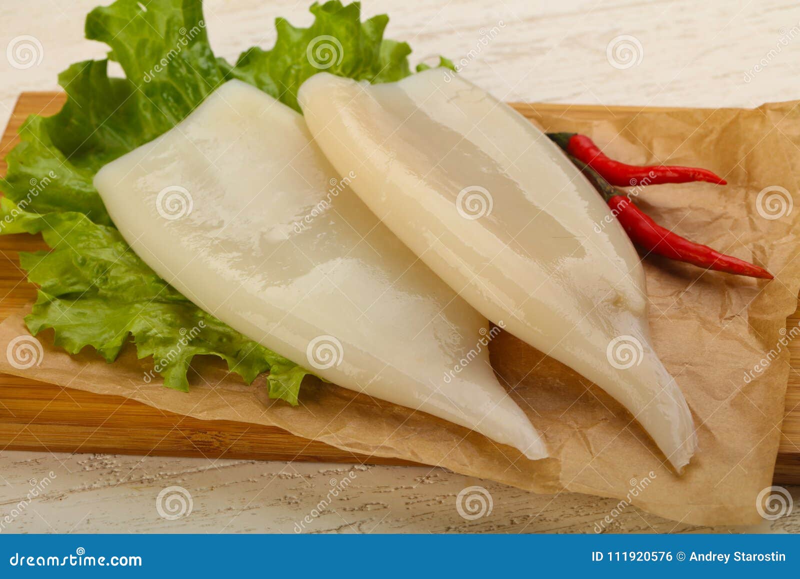 Raw squid fillet stock photo. Image of cook, calamari - 111920576