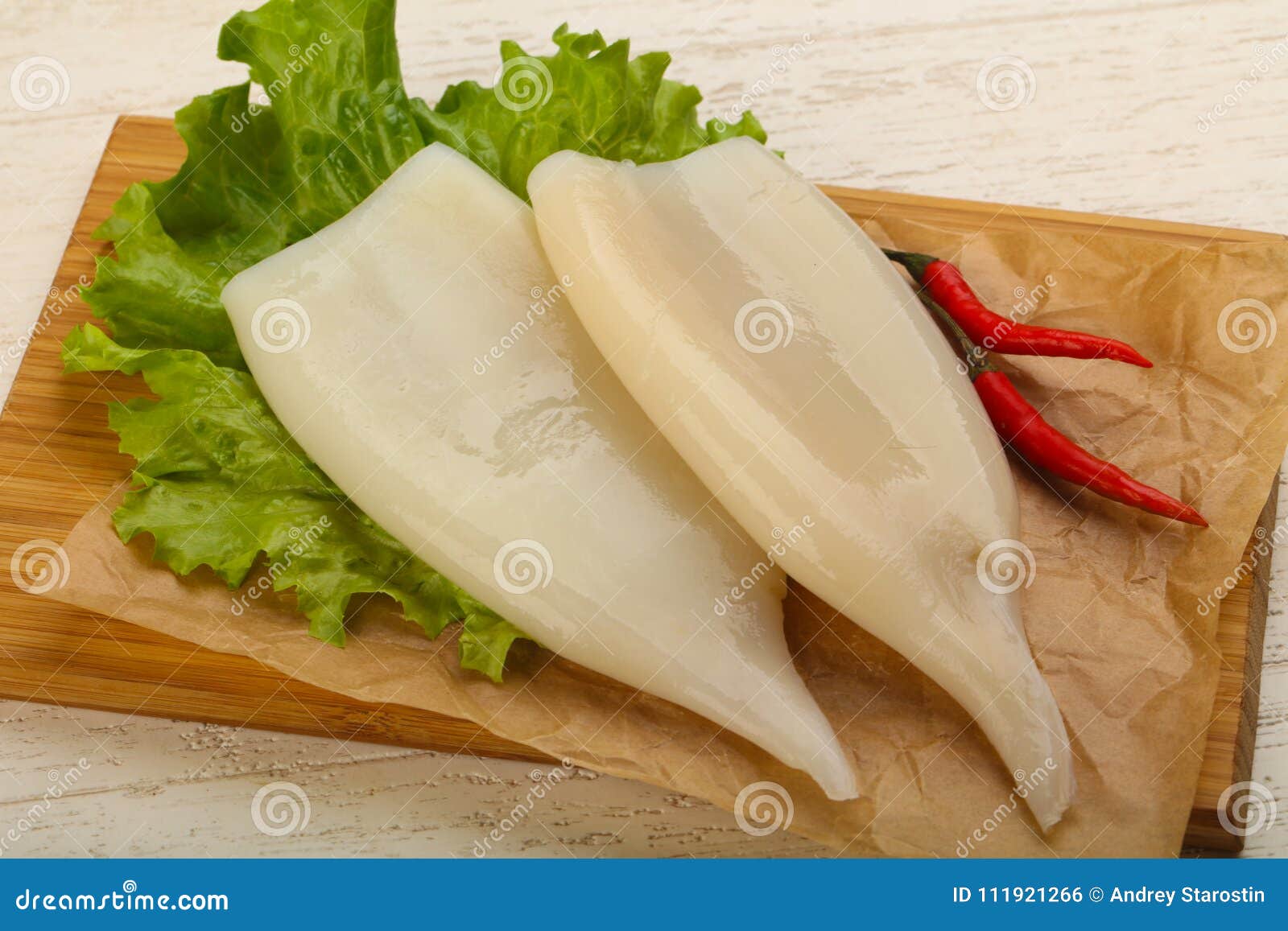 Raw squid fillet stock photo. Image of calamari, fish - 111921266