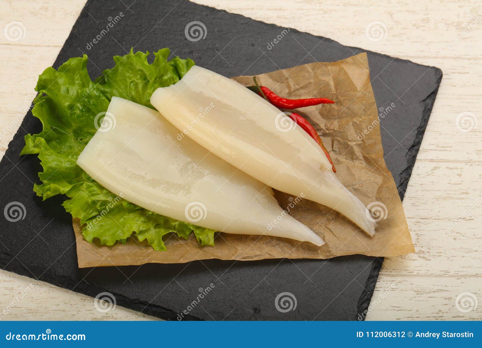 Raw squid fillet stock photo. Image of cooking, ingredient - 112006312