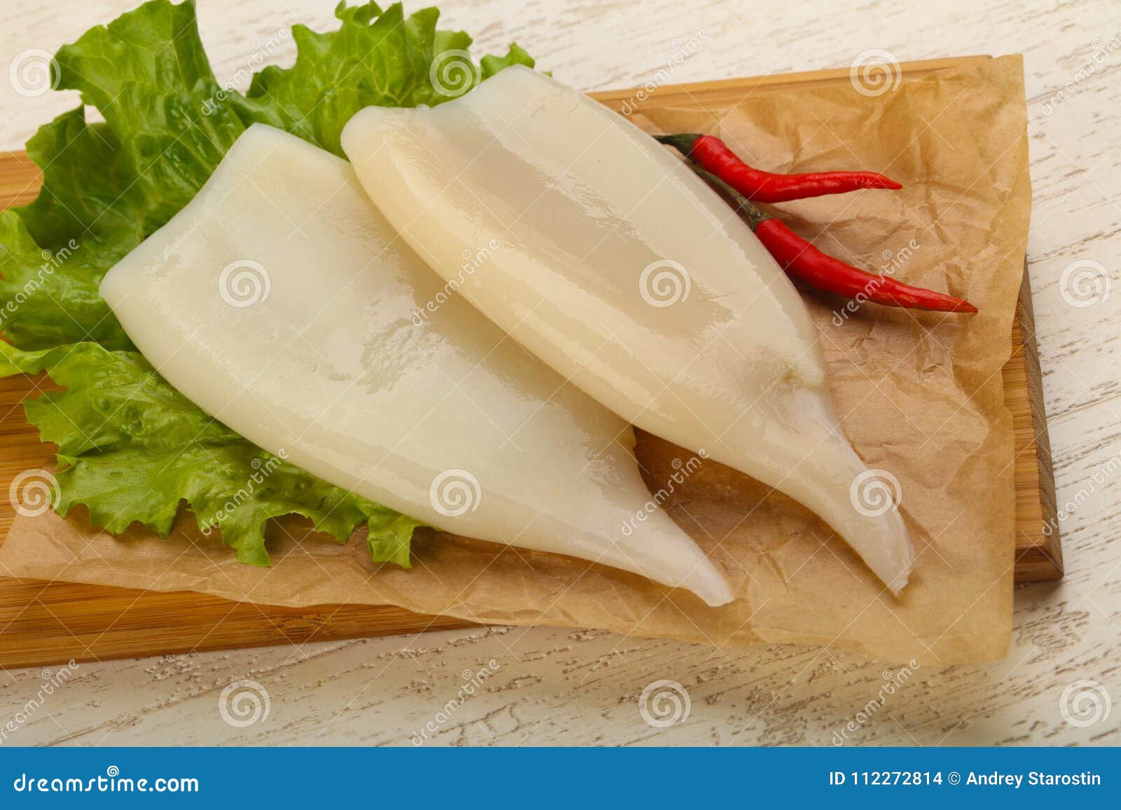 Raw squid fillet stock photo. Image of calamari, seafood - 112272814