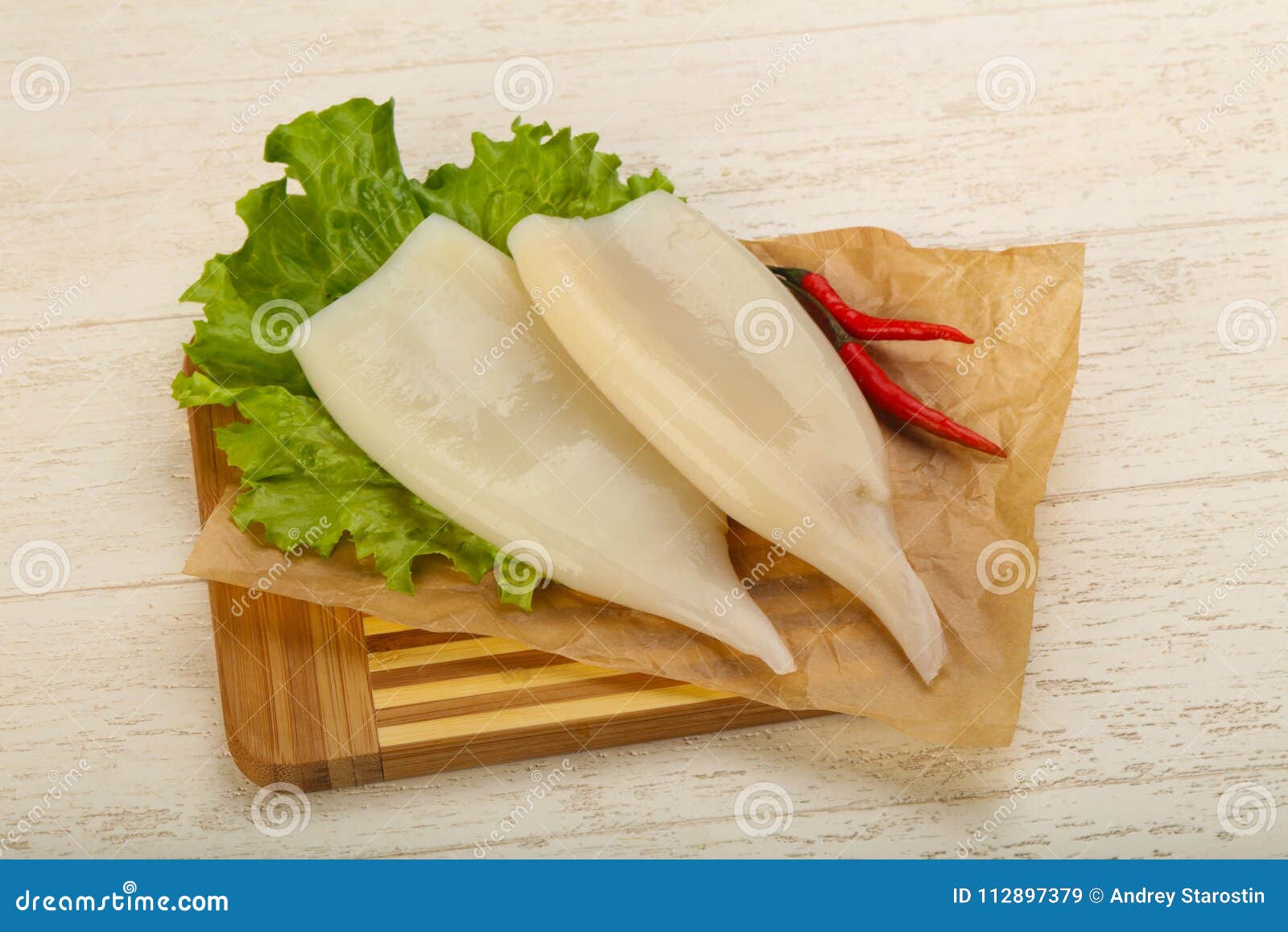 Raw squid fillet stock image. Image of cooking, cuttlefish - 112897379