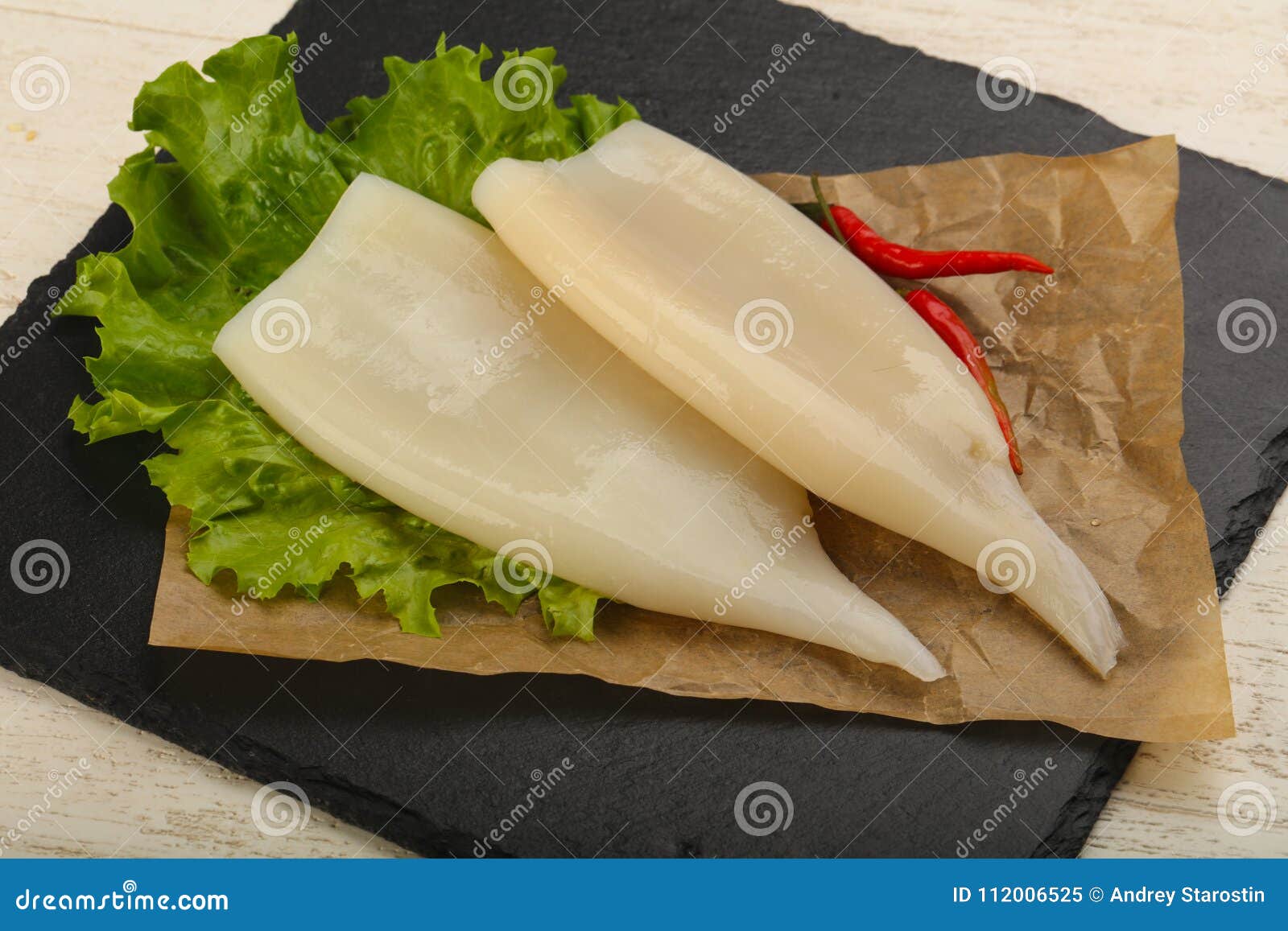 Raw squid fillet stock image. Image of isolated, cooking - 112006525