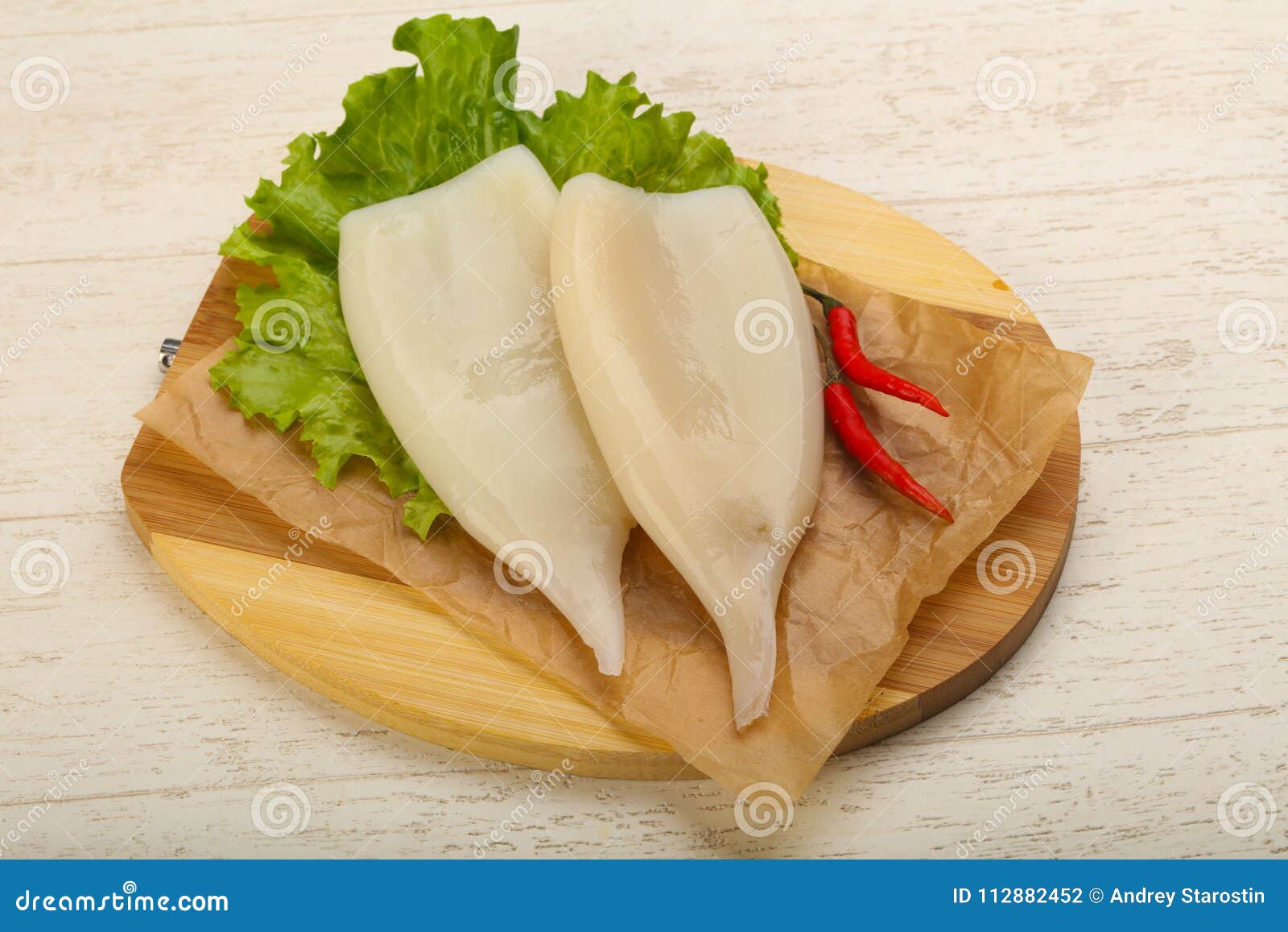 Raw squid fillet stock photo. Image of closeup, tasty - 112882452