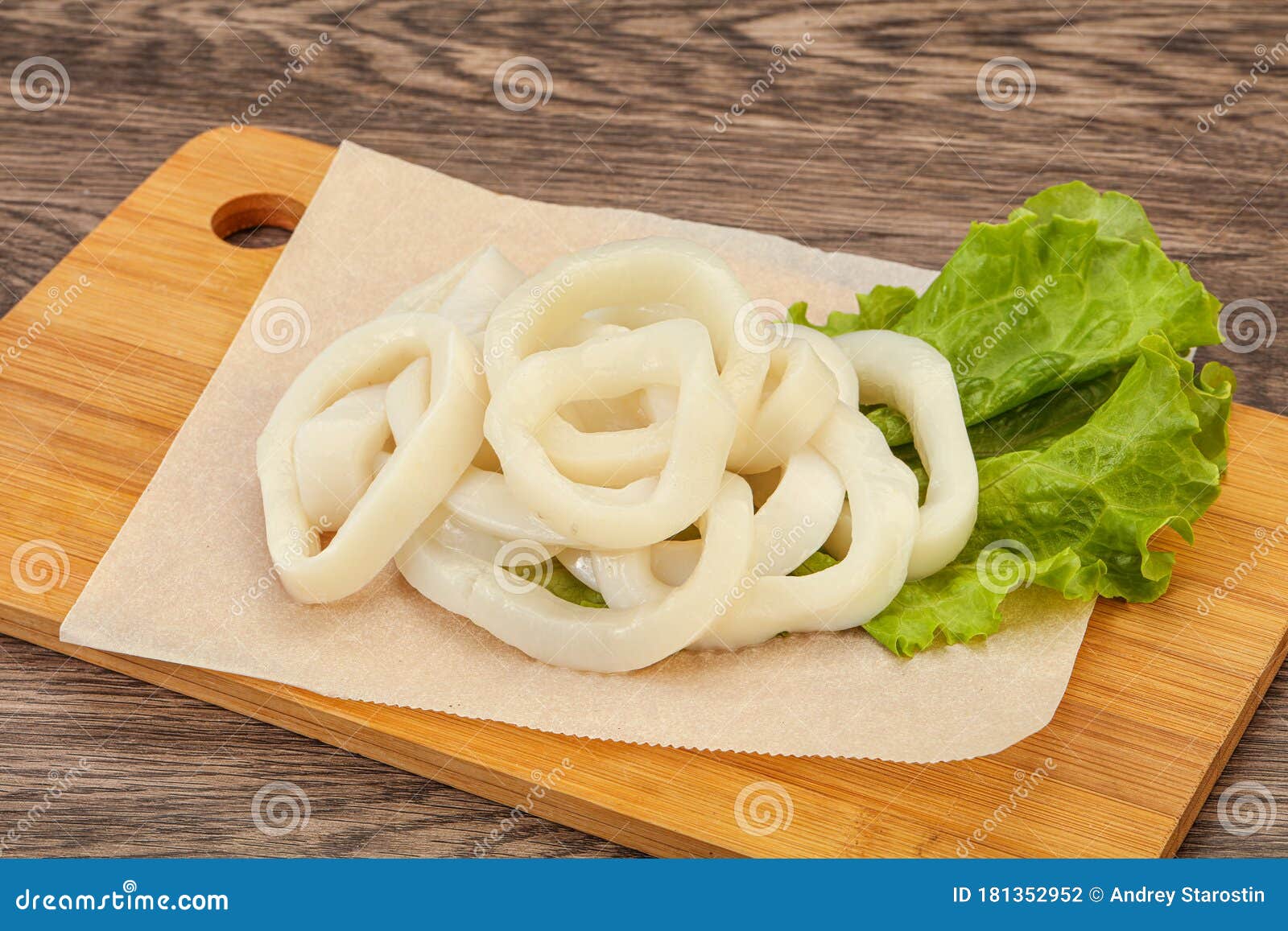Raw Squid Rings for Cooking Stock Photo - Image of ring, wooden: 181352952
