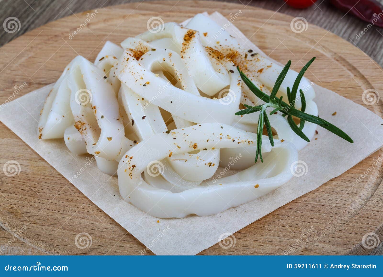 Raw squid rings stock image. Image of lemon, rings, fish - 59211611