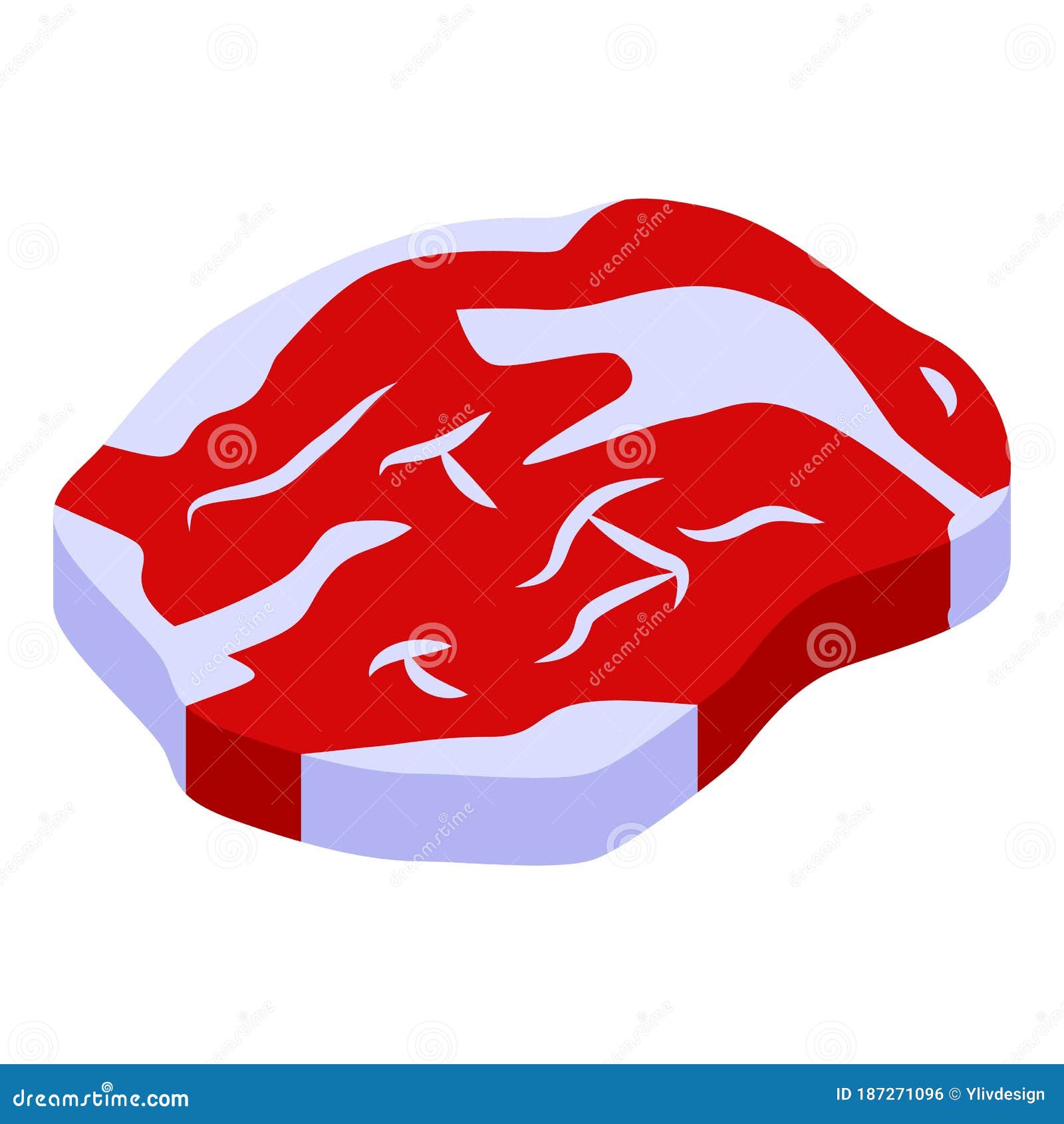 Raw Steak Icon, Isometric Style Stock Vector - Illustration of heart ...