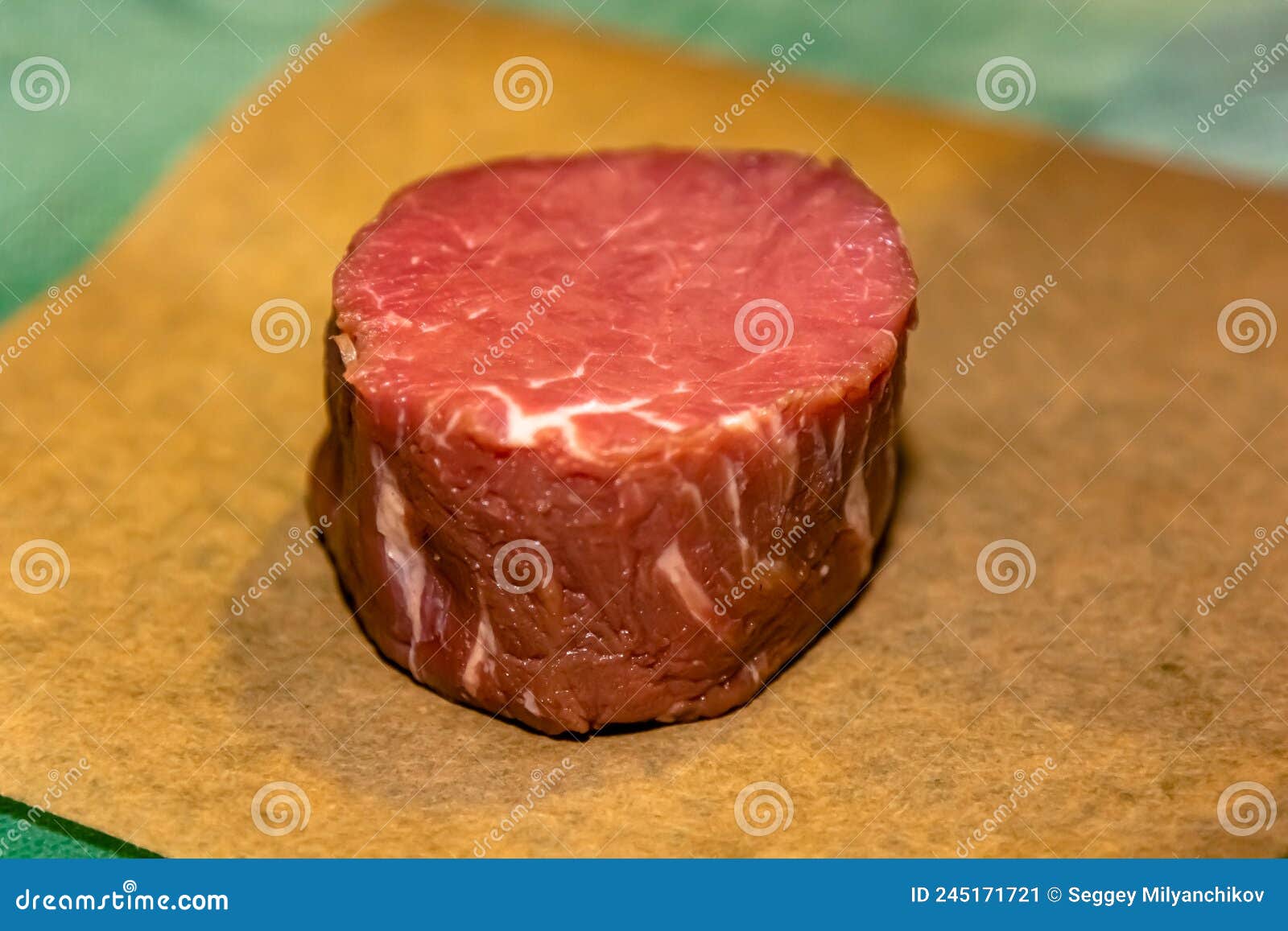 Raw Steak Minion of Marbled Beef Lies on the Board Stock Image - Image ...