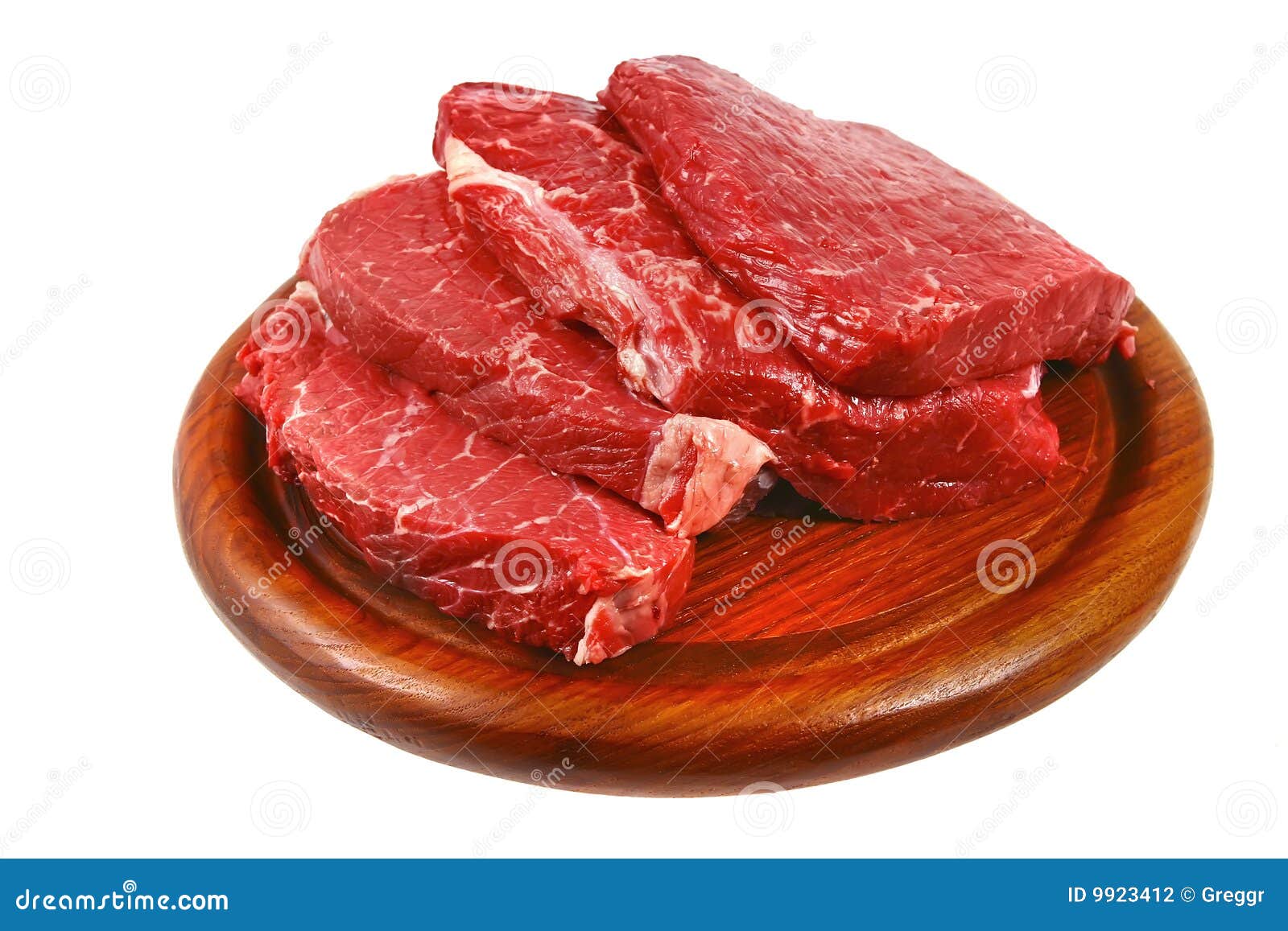 Raw steak over on plate stock photo. Image of large, dinner - 9923412