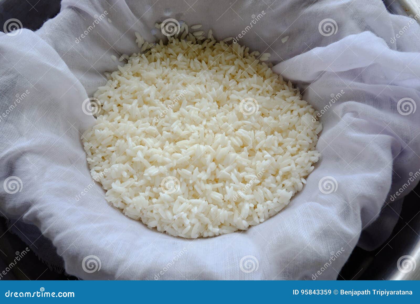 Raw Sticky Rice in Thin White Fabric Prepare for Cook Stock Image ...