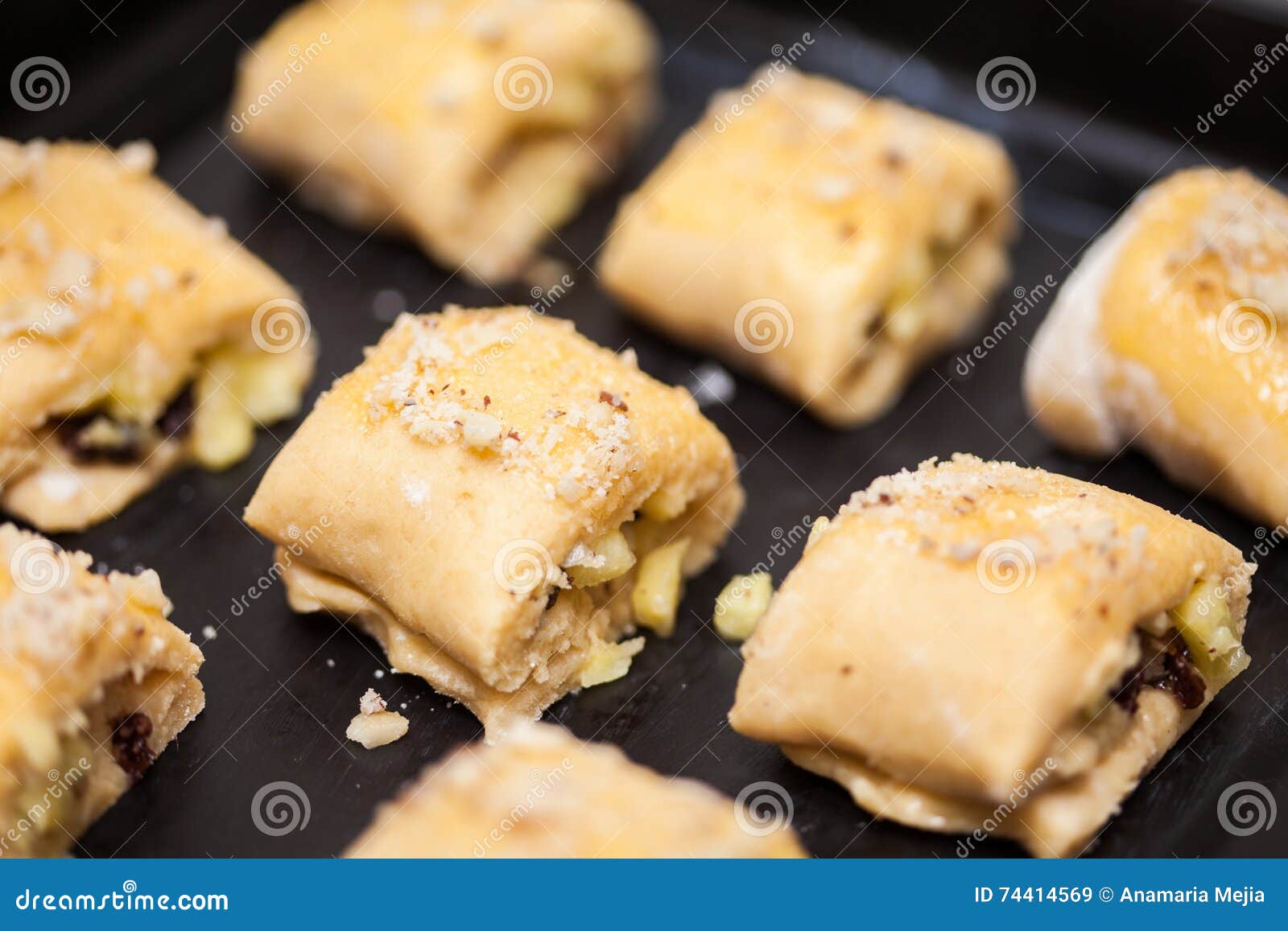 Raw Strudels on Baking Sheet Ready To Be Baked Stock Image - Image of ...