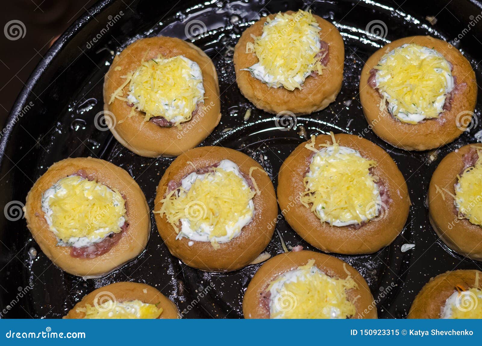 Stuffed Meat Donut on a Baking Sheet Stock Image - Image of salted ...