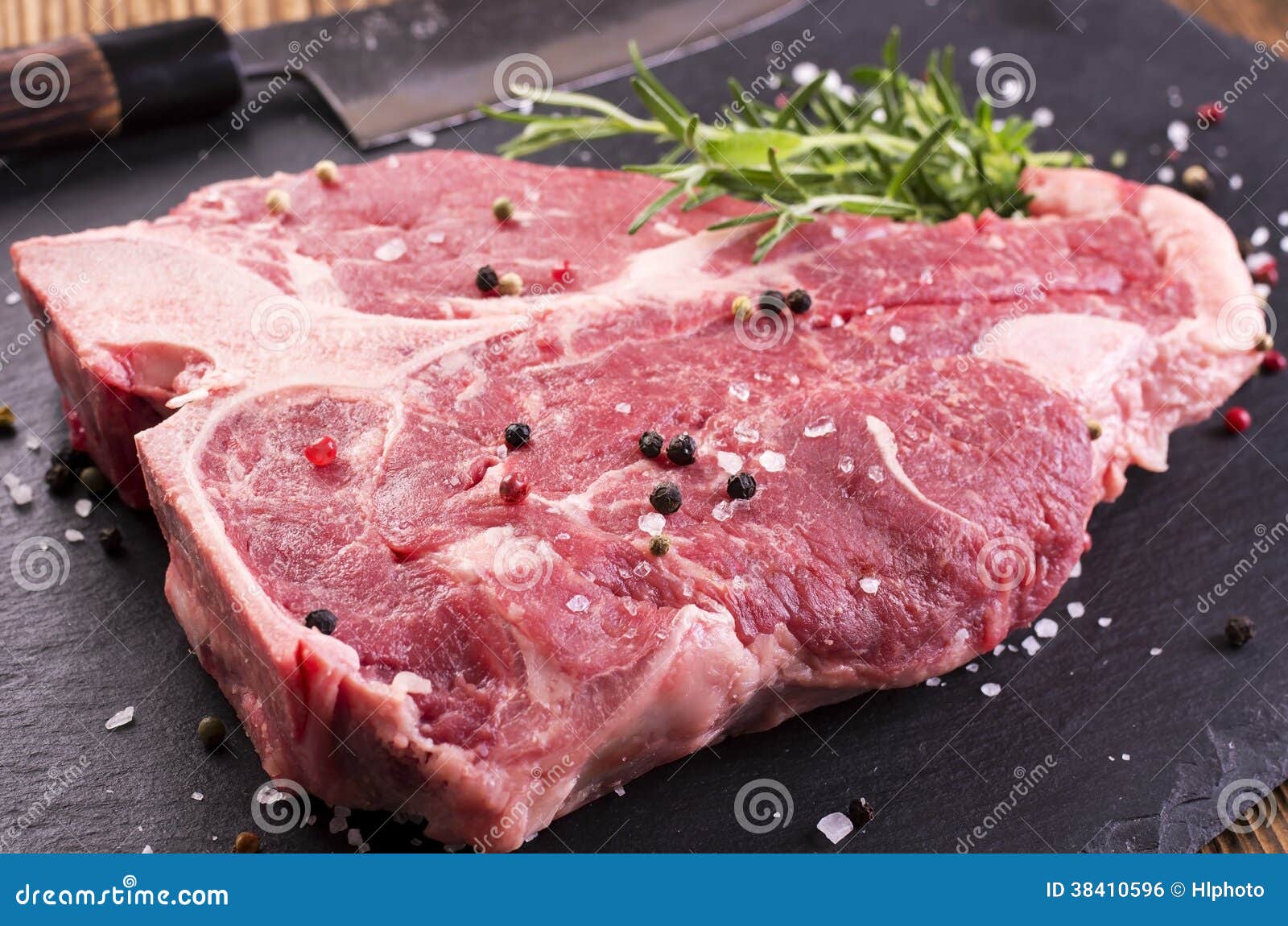 Raw T-Bone Steak stock photo. Image of barbecue, herbs - 38410596