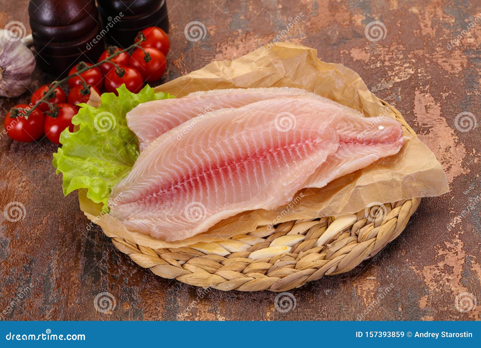 Raw tilapia fish stock image. Image of steak, piece - 157393859