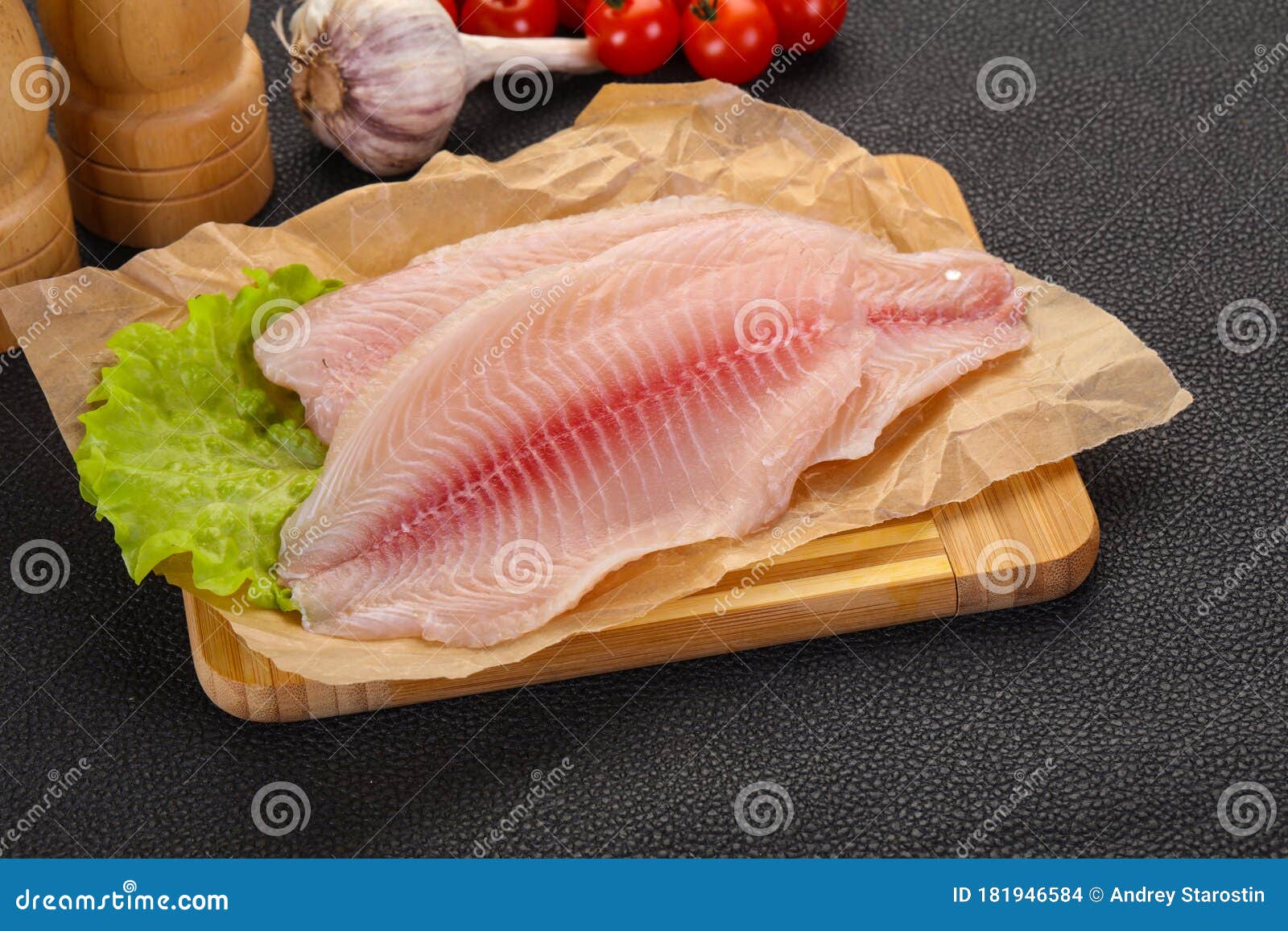 Raw tilapia fish stock photo. Image of pink, fillet - 181946584