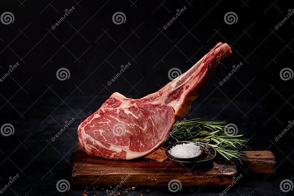 Raw Tomahawk Beef Steak and Spices Stock Image - Image of meal ...