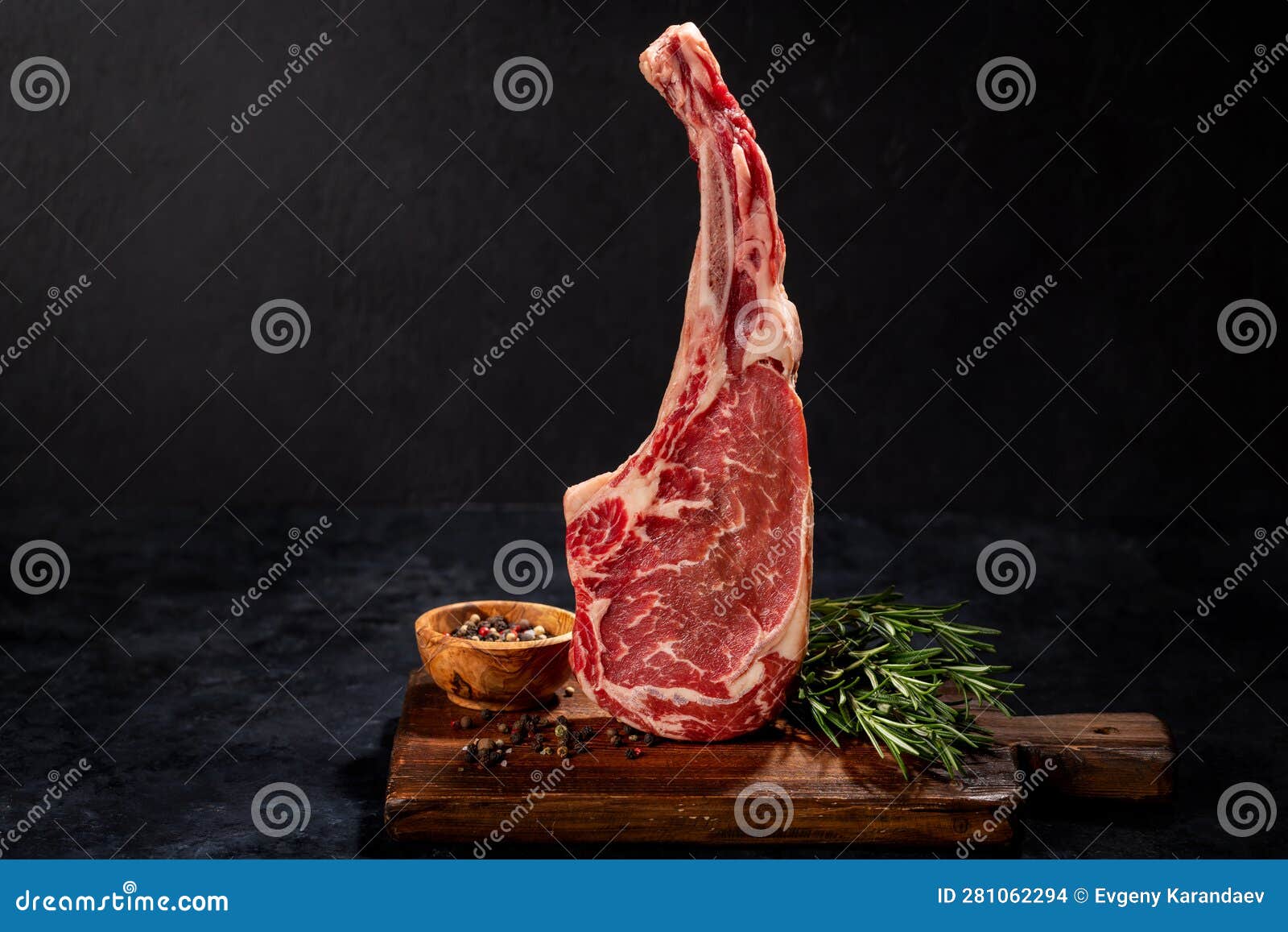 Raw Tomahawk Beef Steak and Spices Stock Photo - Image of slice ...