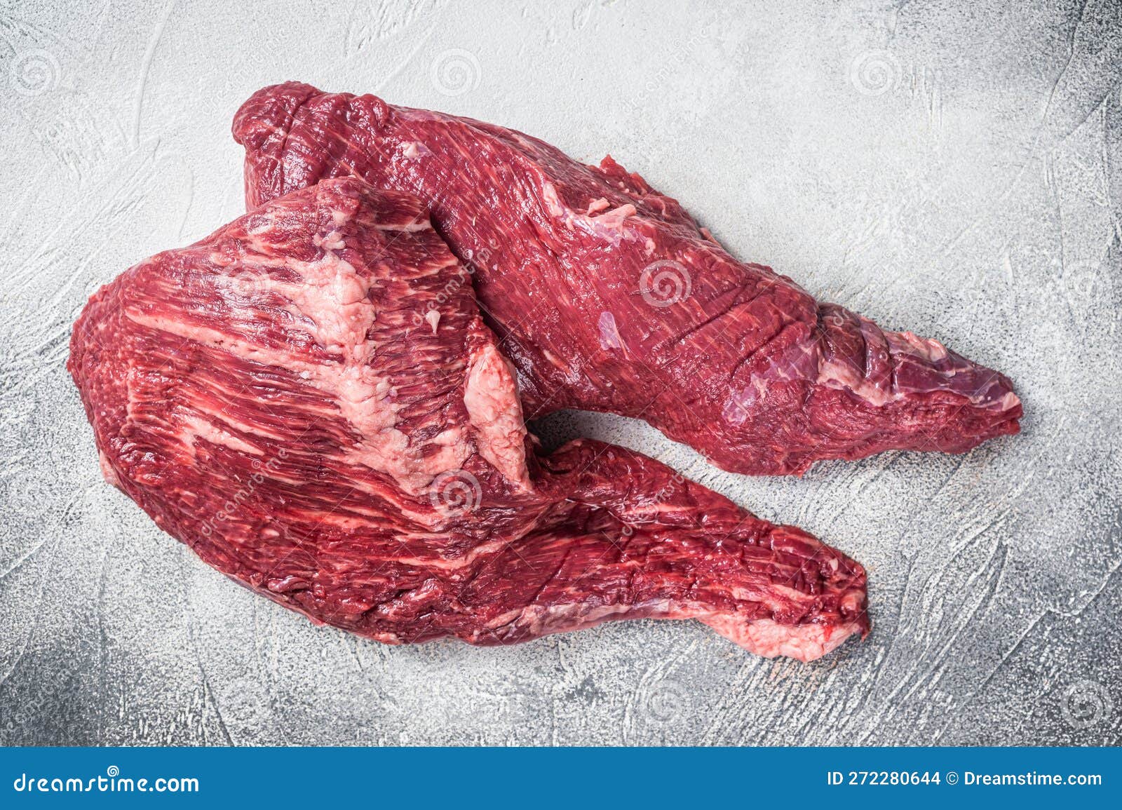 Raw Tri Tip Beef Steak on Kitchen Table. White Background Stock Photo ...