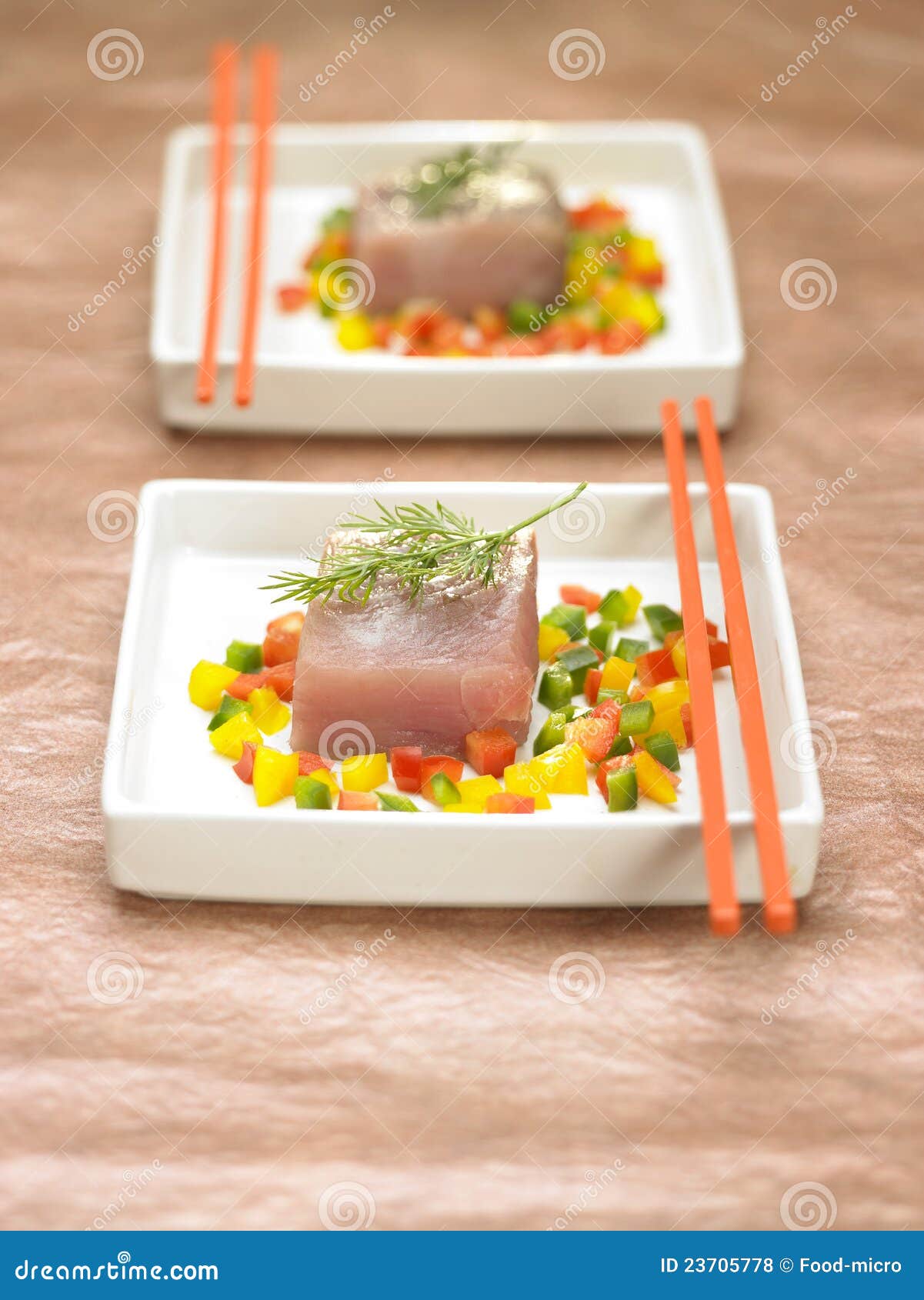 Raw Tuna with Diced Peppers Stock Photo - Image of ingredient ...