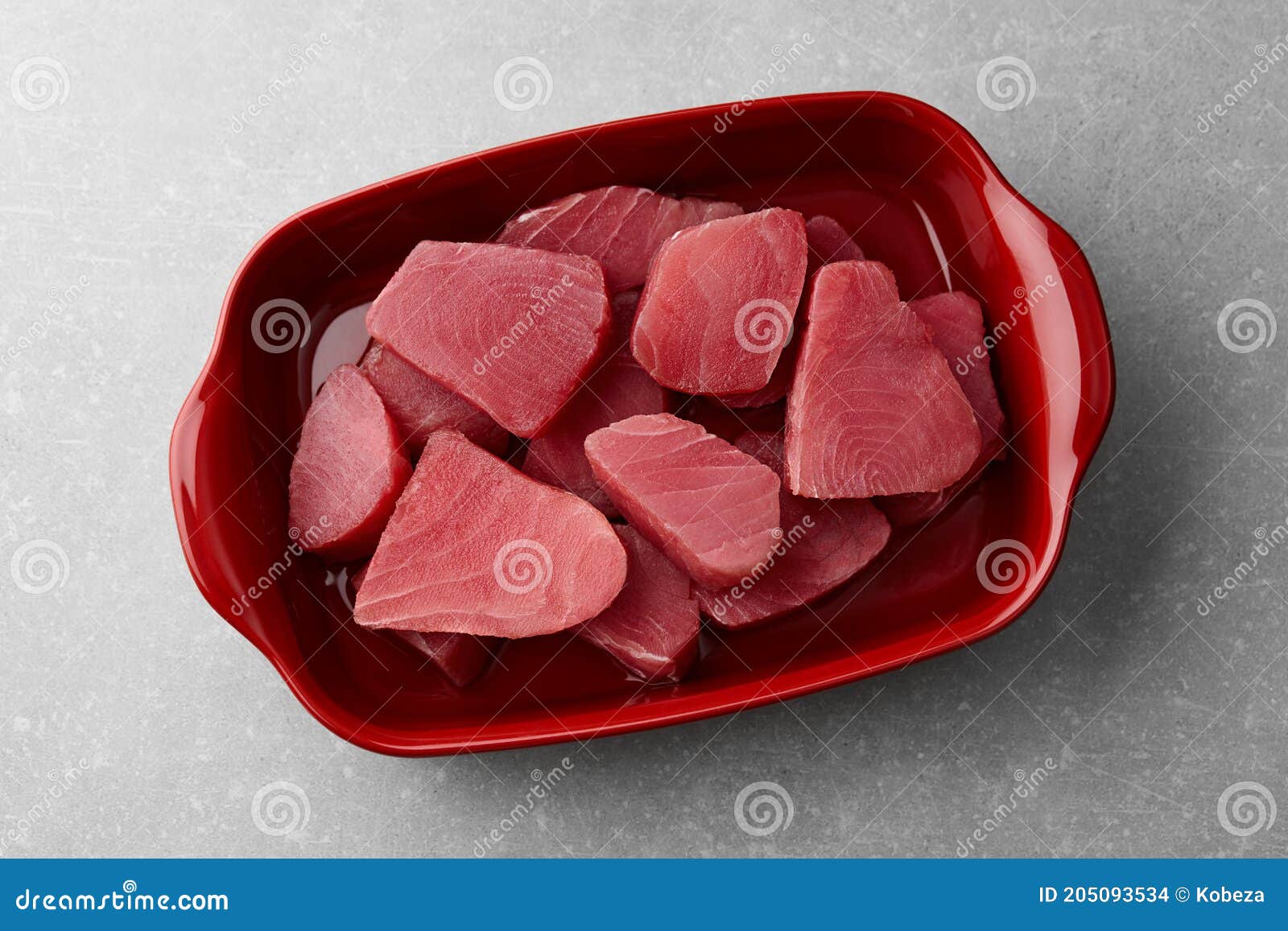 Raw Tuna Fish Slices in Deep Red Dish Stock Photo - Image of tuna ...