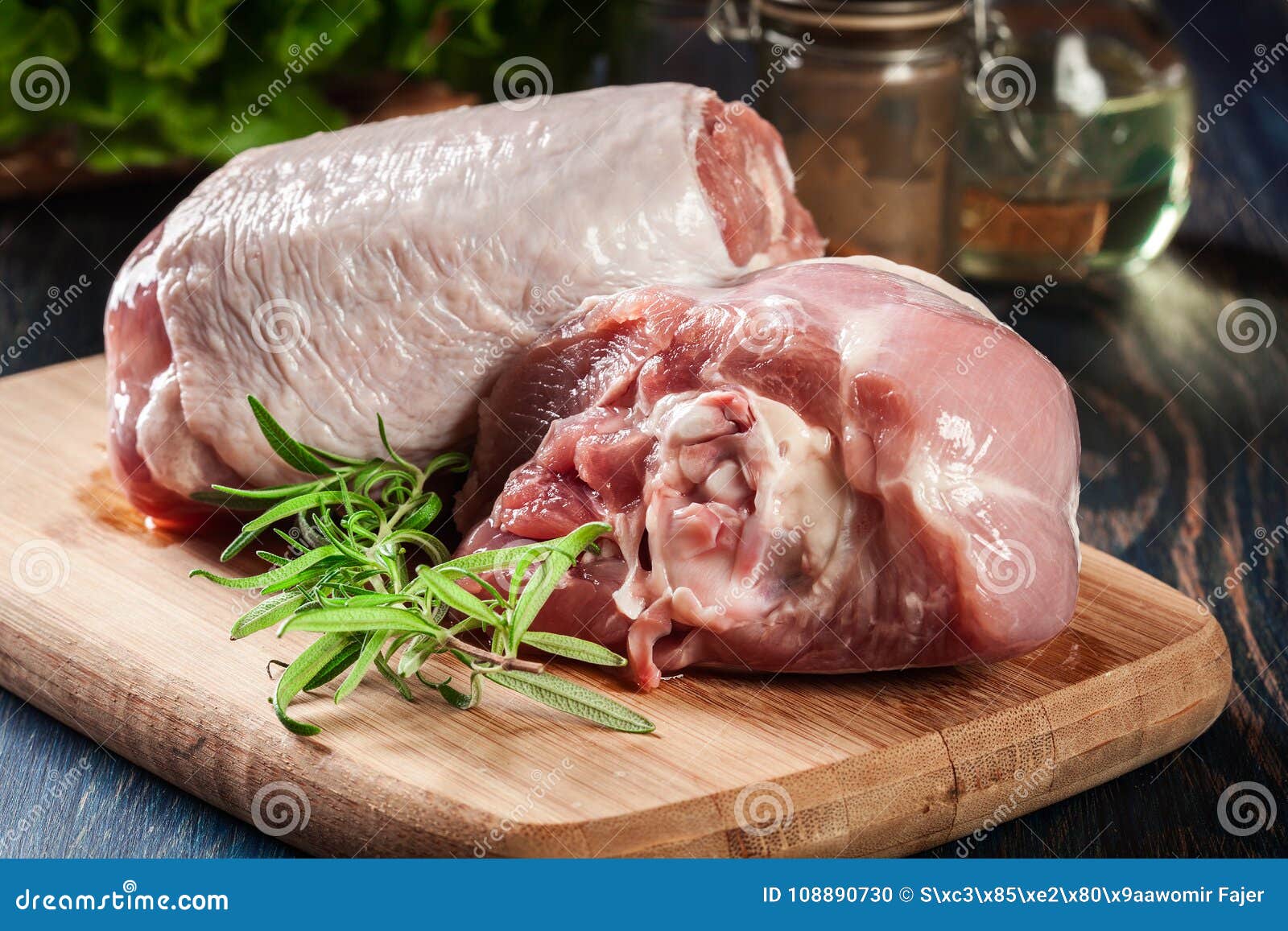 Raw Turkey Knuckle on Cutting Board Ready for Baking. Stock Photo ...