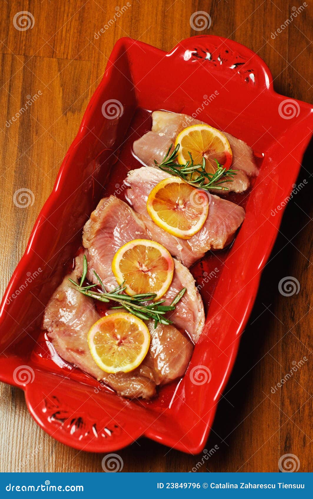 Raw Turkey Pieces in a Red Ceramic Tray Stock Photo - Image of cuisine ...