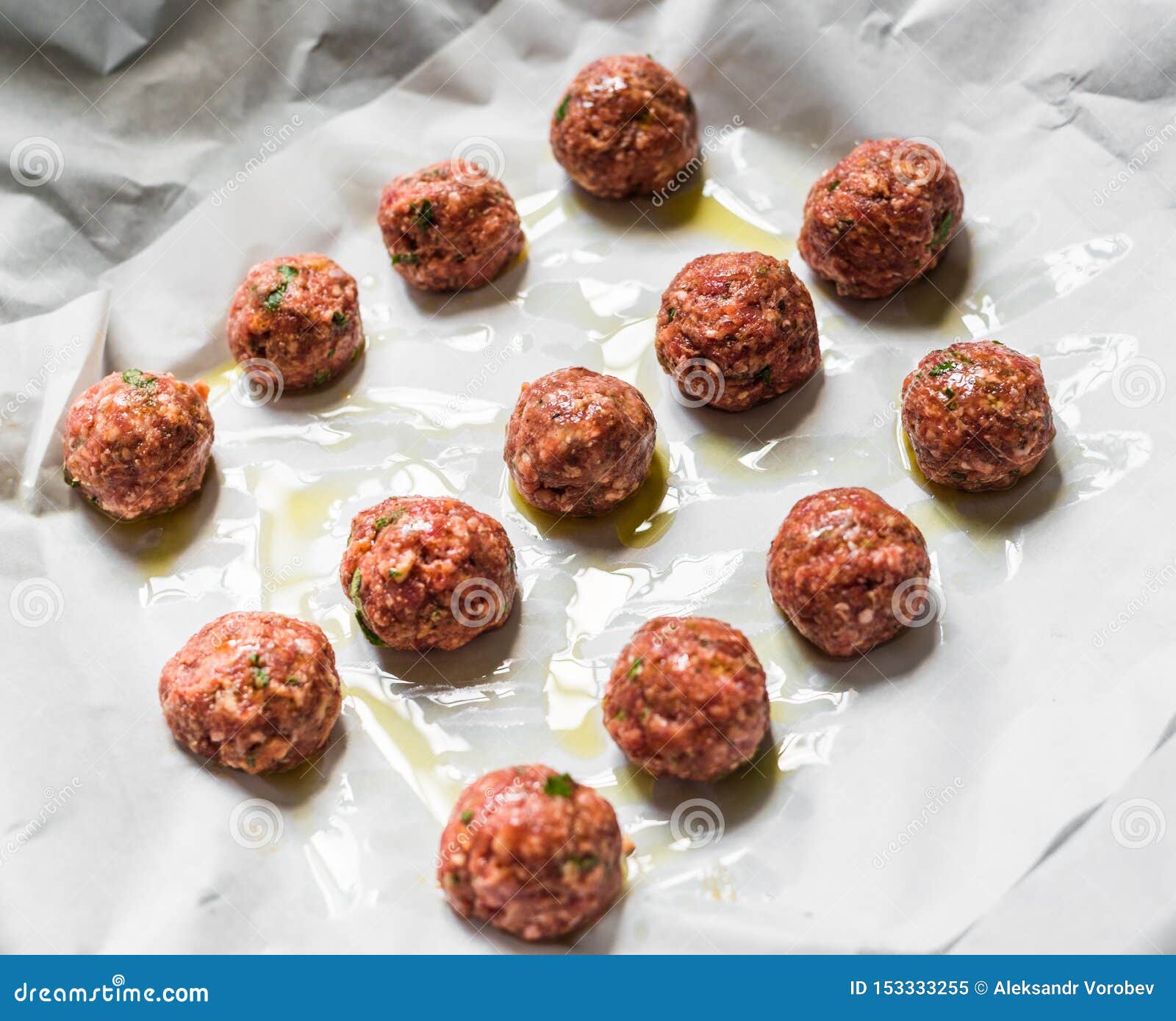 Raw Uncooked Meatballs on a Baking Sheet Stock Image - Image of mince ...