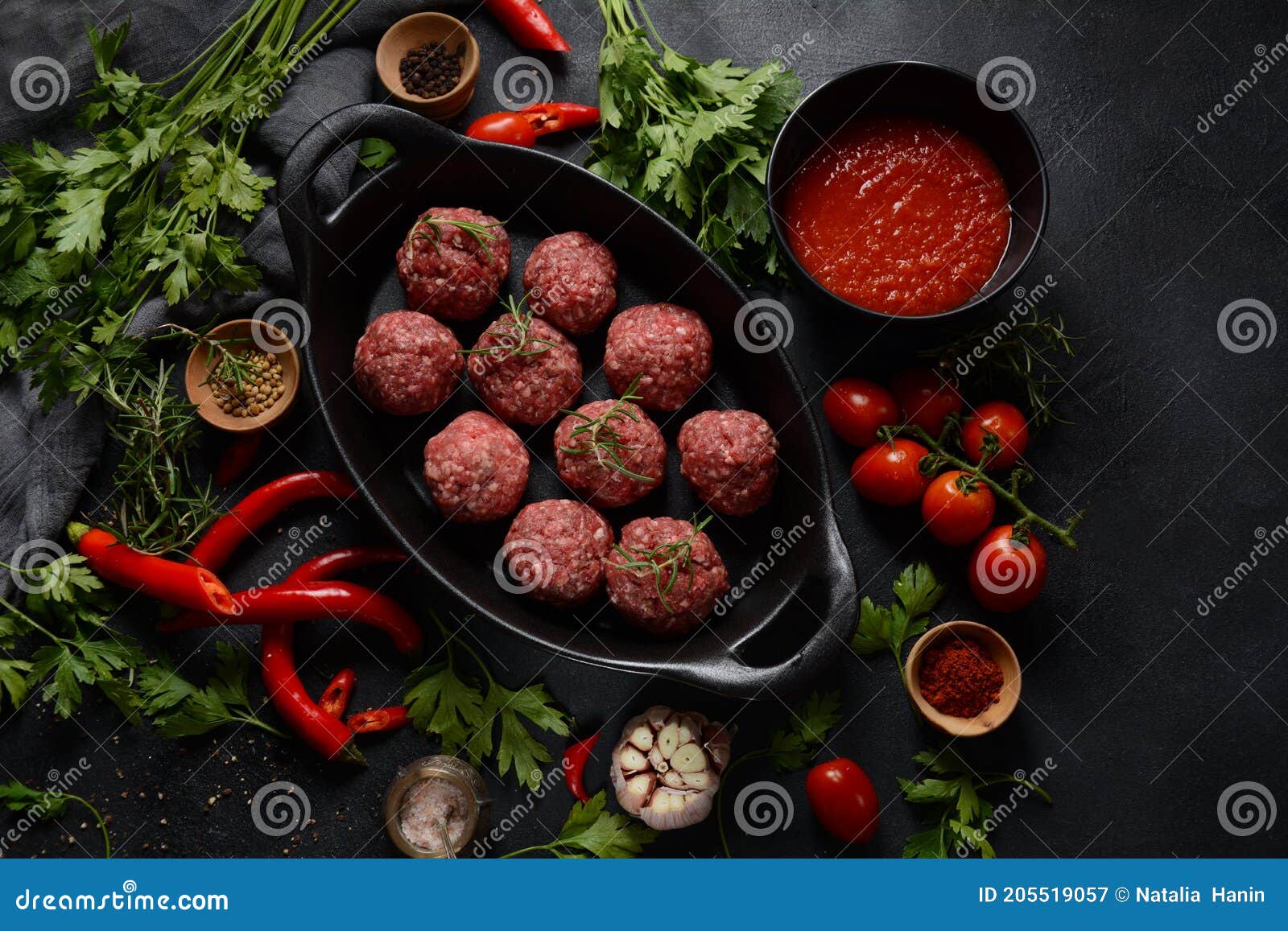 Raw Uncooked Meatballs. Ready for Cooking Stock Image - Image of mince ...